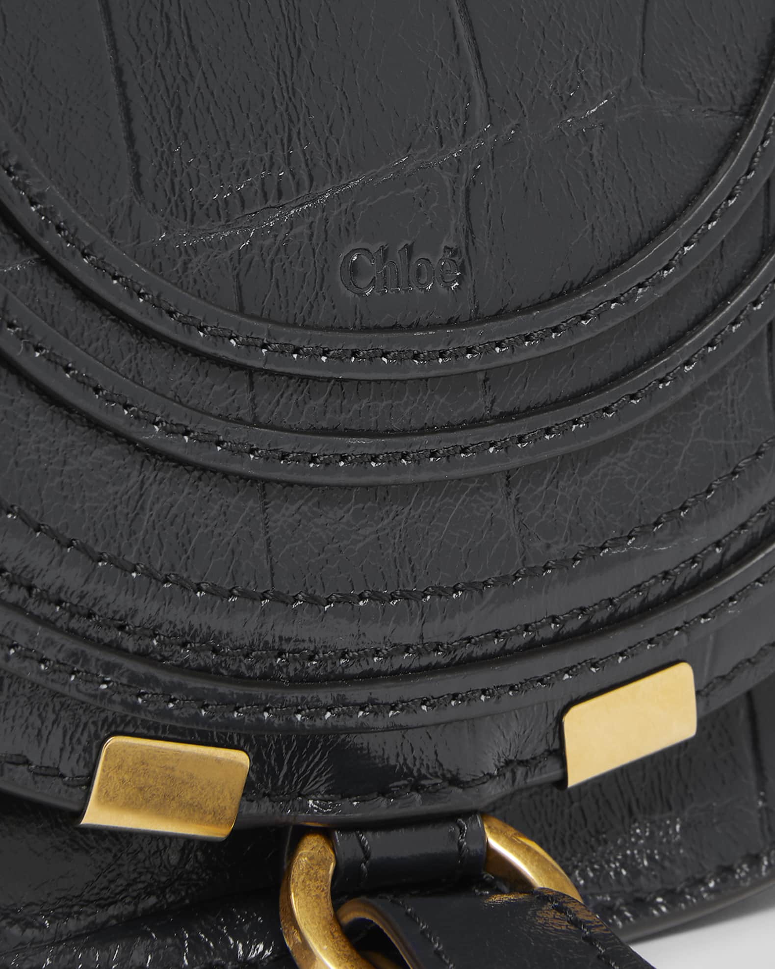 Chloe Marcie Small Crossbody Bag in Croc-Embossed Calfskin | Neiman Marcus