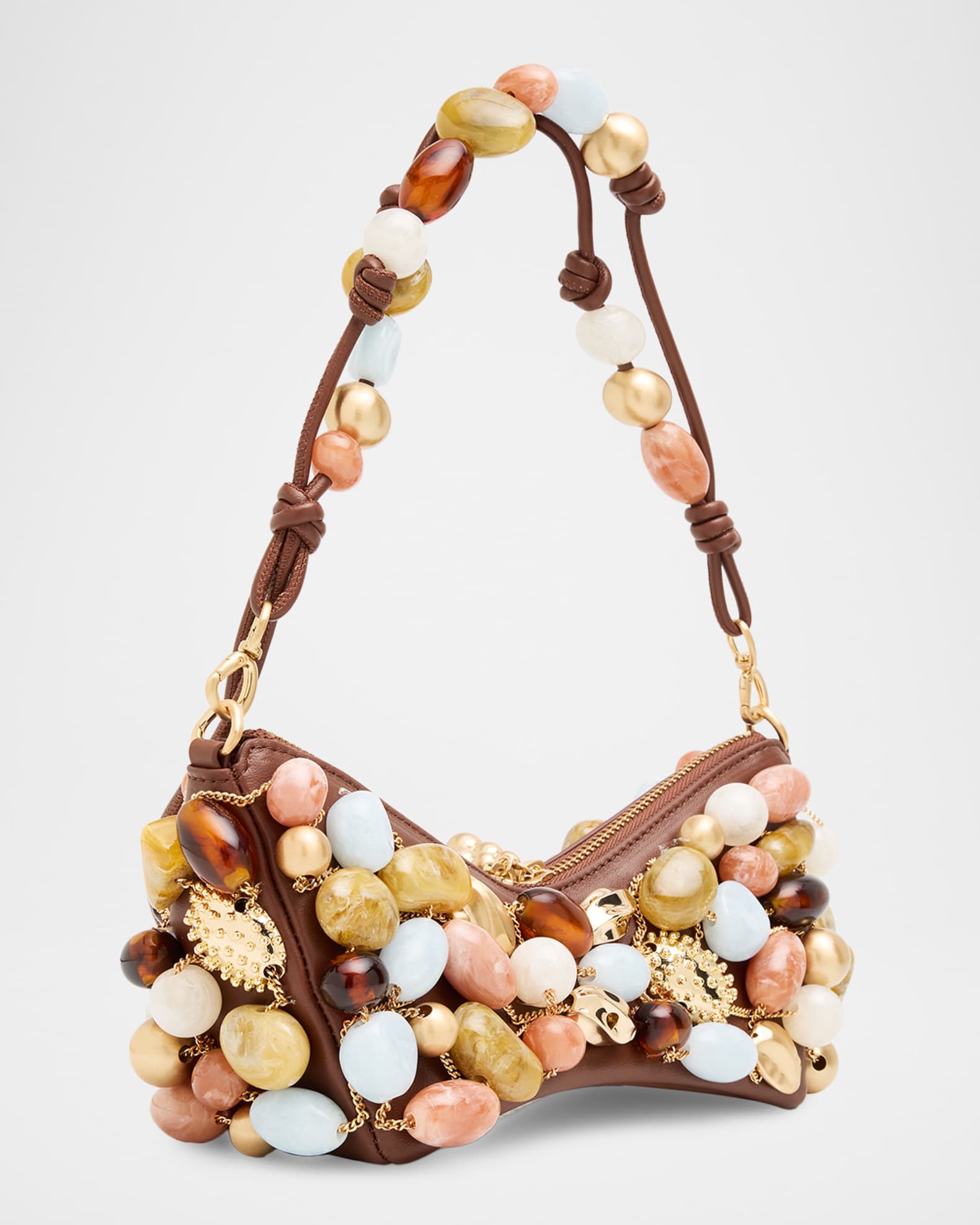 Cult Gaia Mercier Multicolor Stone Leather Shoulder Bag | Neiman Marcus