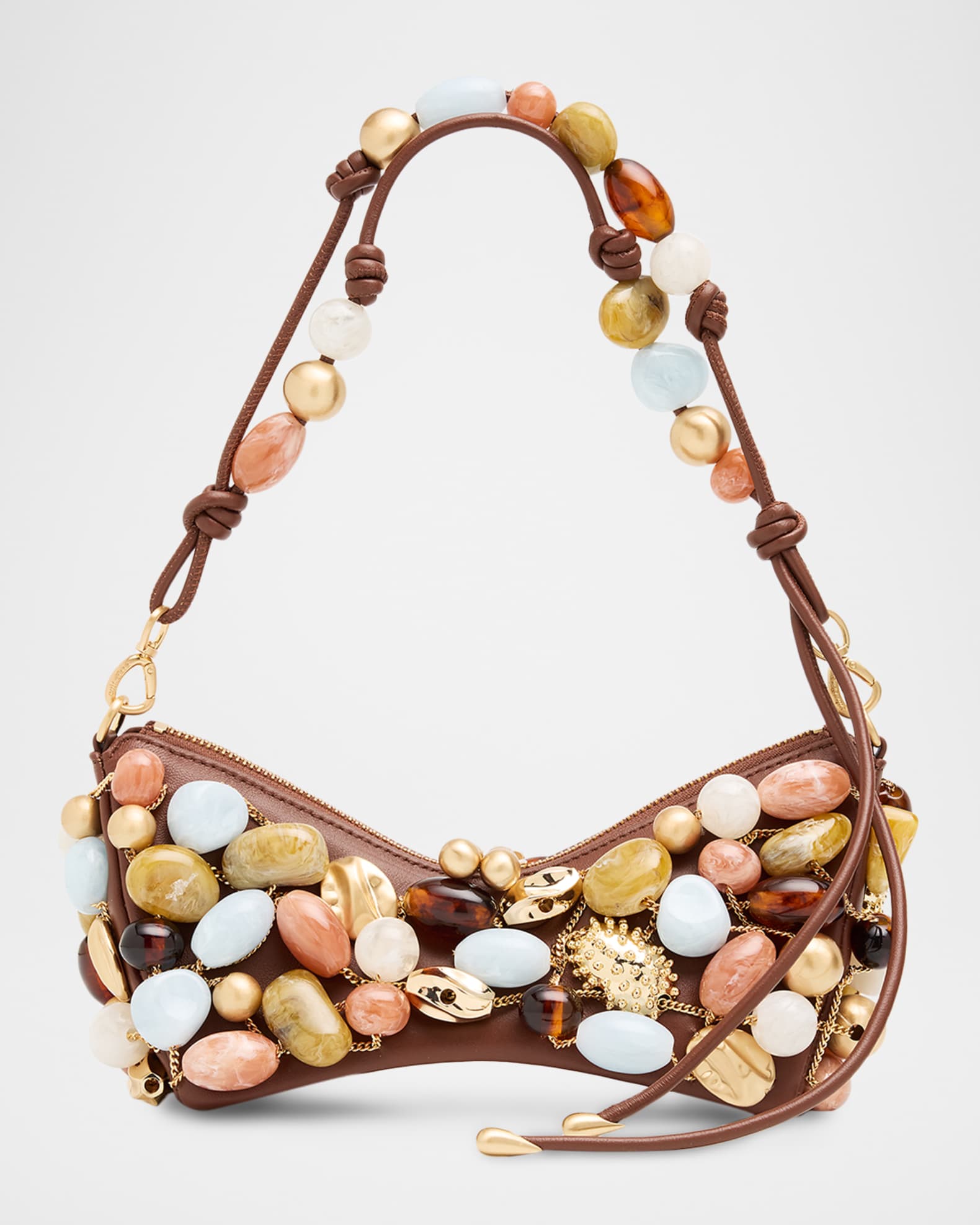 Cult Gaia Mercier Multicolor Stone Leather Shoulder Bag | Neiman Marcus