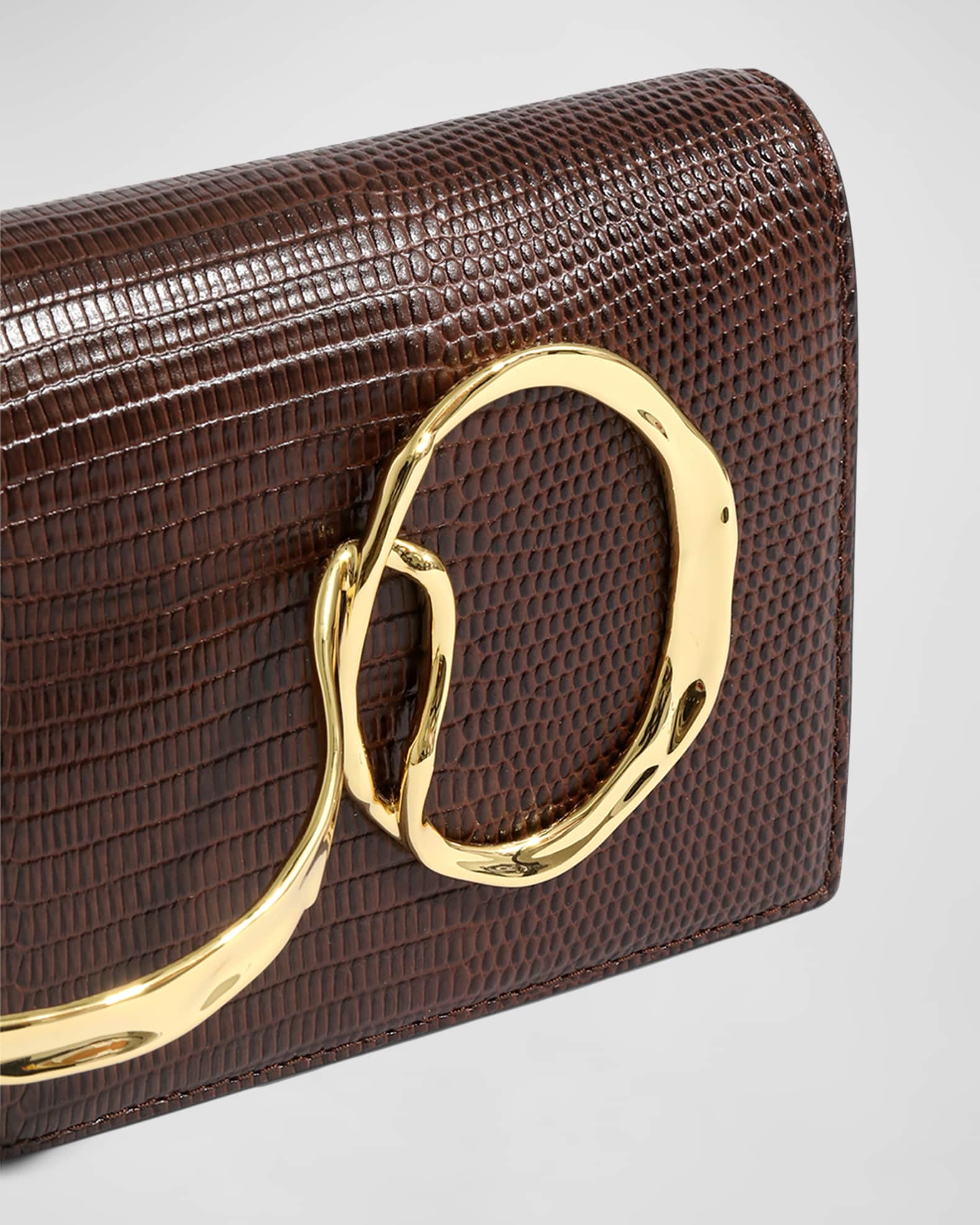 Alexis Bittar Twisted Lizard-Embossed Leather Clutch Bag | Neiman Marcus