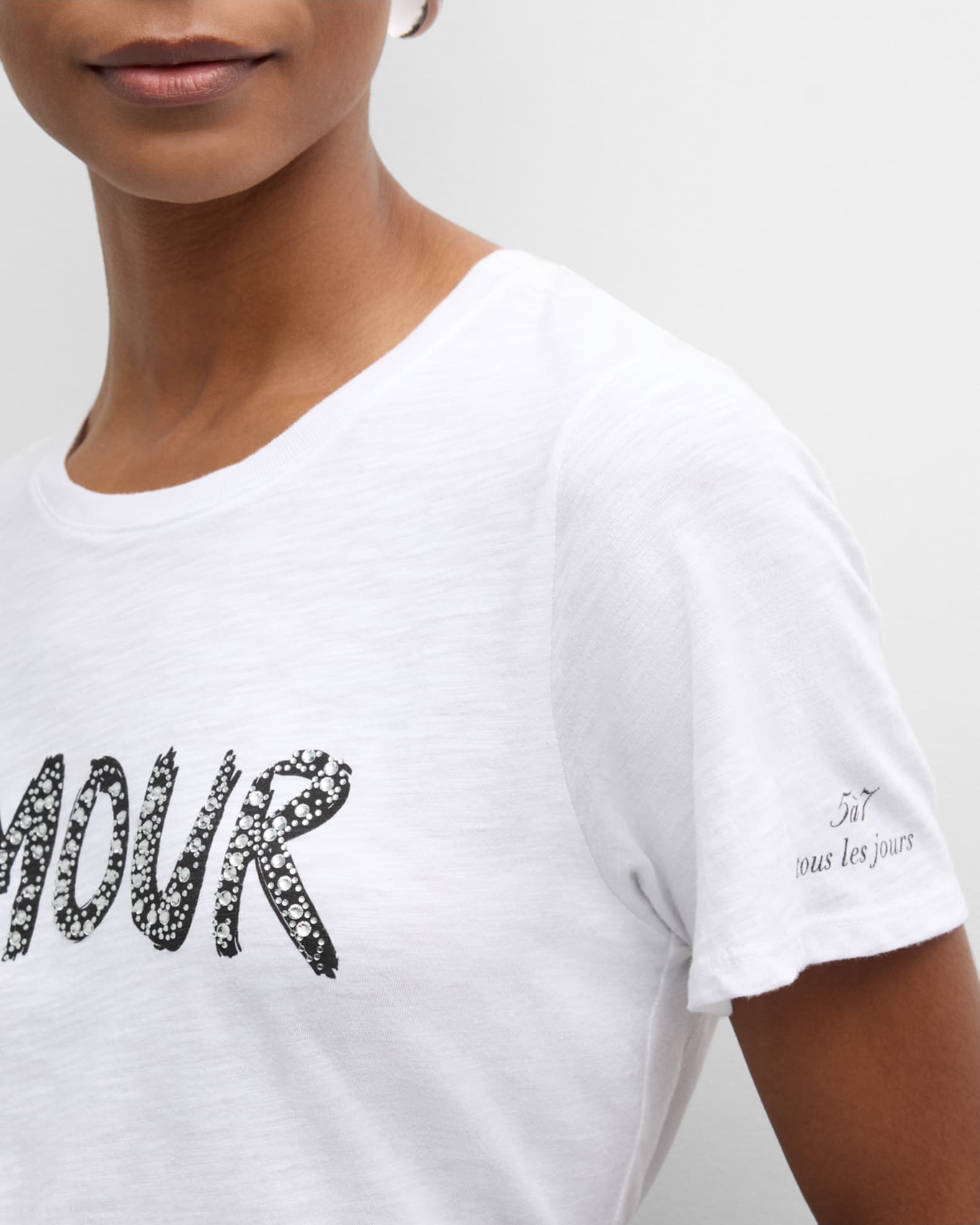Cinq a Sept Rhinestone Amour Shrunken Tee | Neiman Marcus