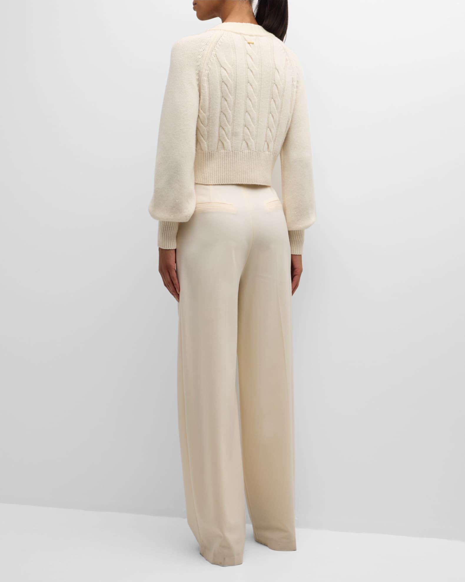 Toccin Rita Cropped Wool and Cashmere Cable-Knit Cardigan | Neiman Marcus