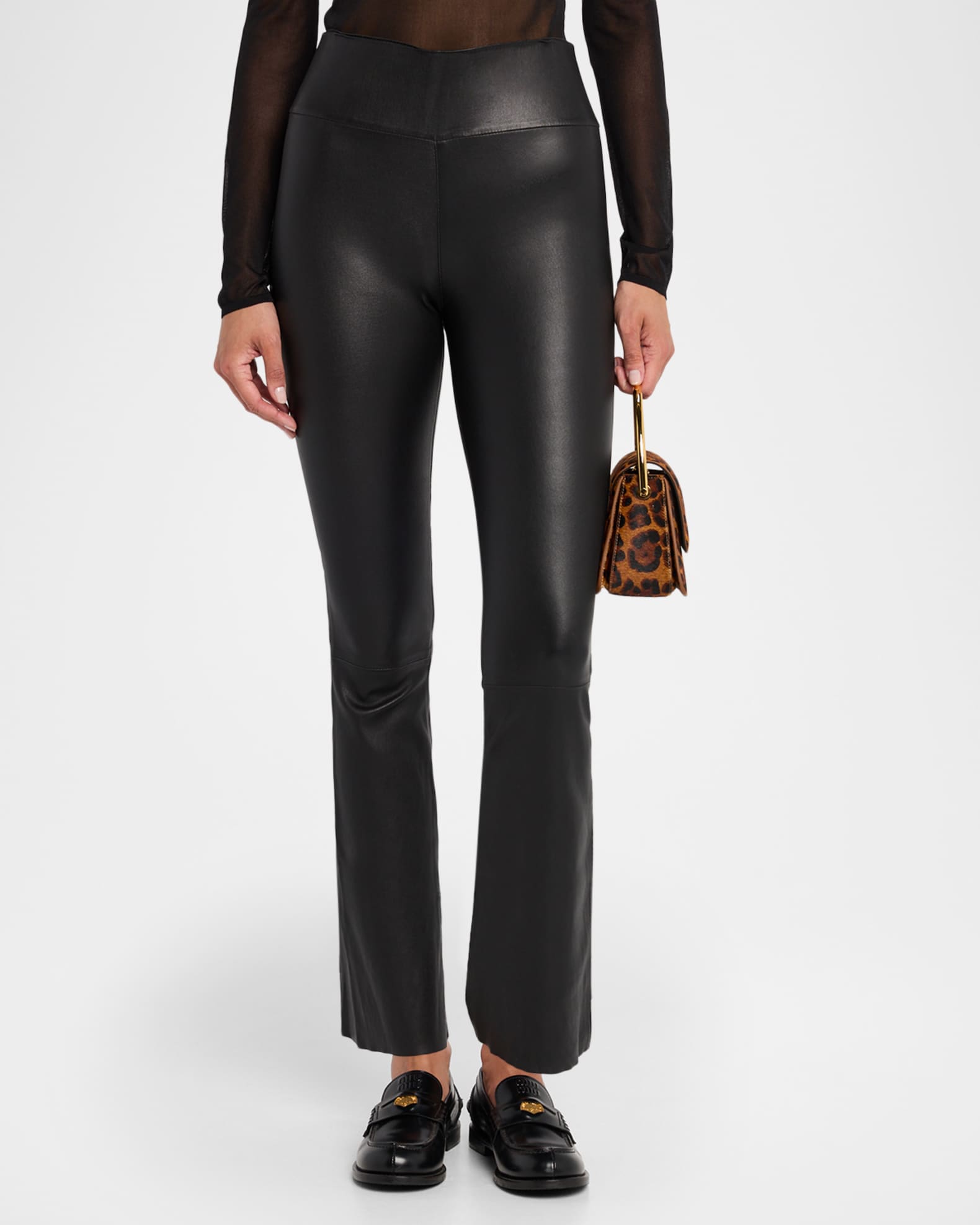 SPRWMN Ankle Flare Leather Leggings | Neiman Marcus