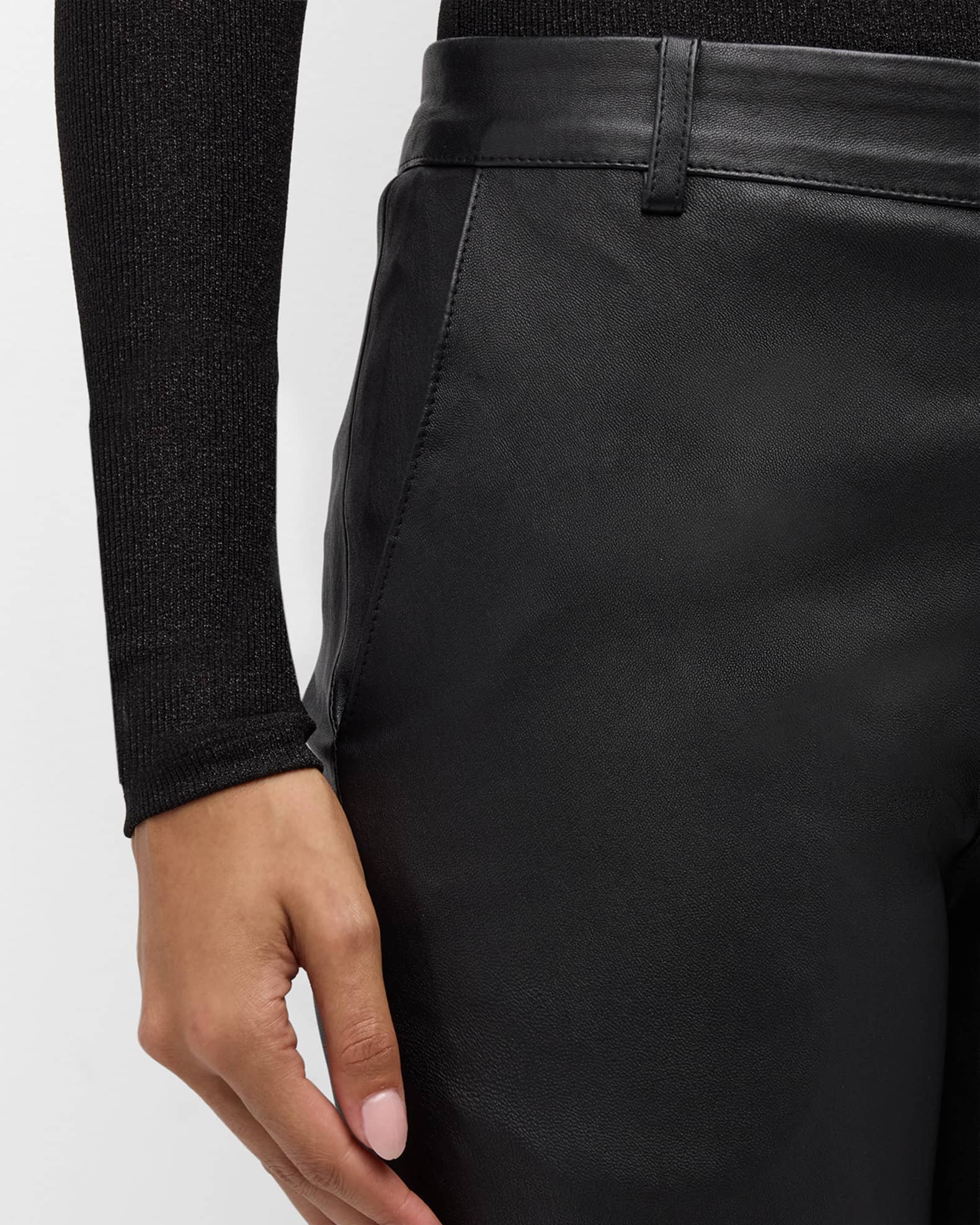 SPRWMN Cropped Baggy Low-Rise Leather Trousers | Neiman Marcus