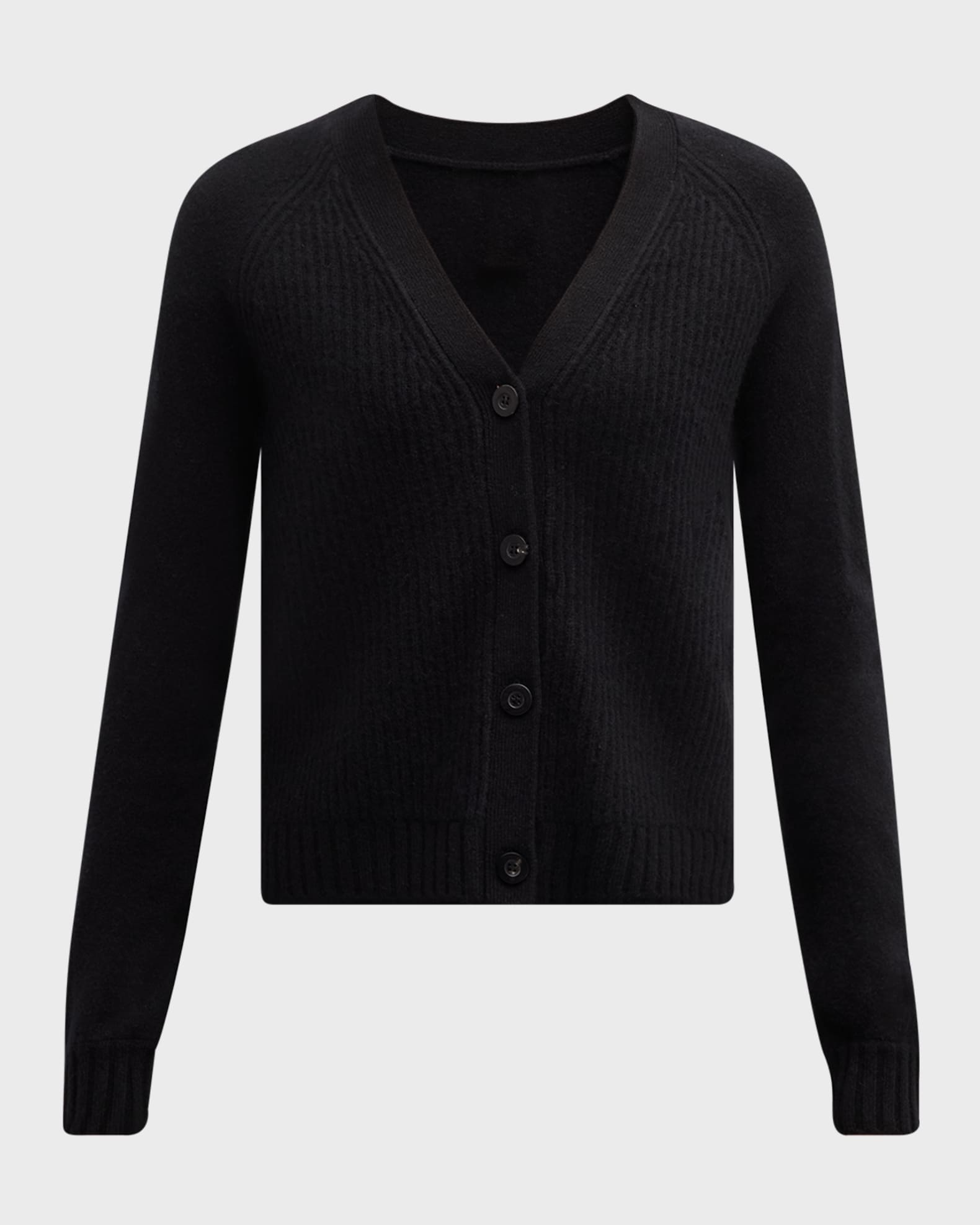 Neiman Marcus Cashmere Collection Cashmere Ribbed Boyfriend V Cardigan ...