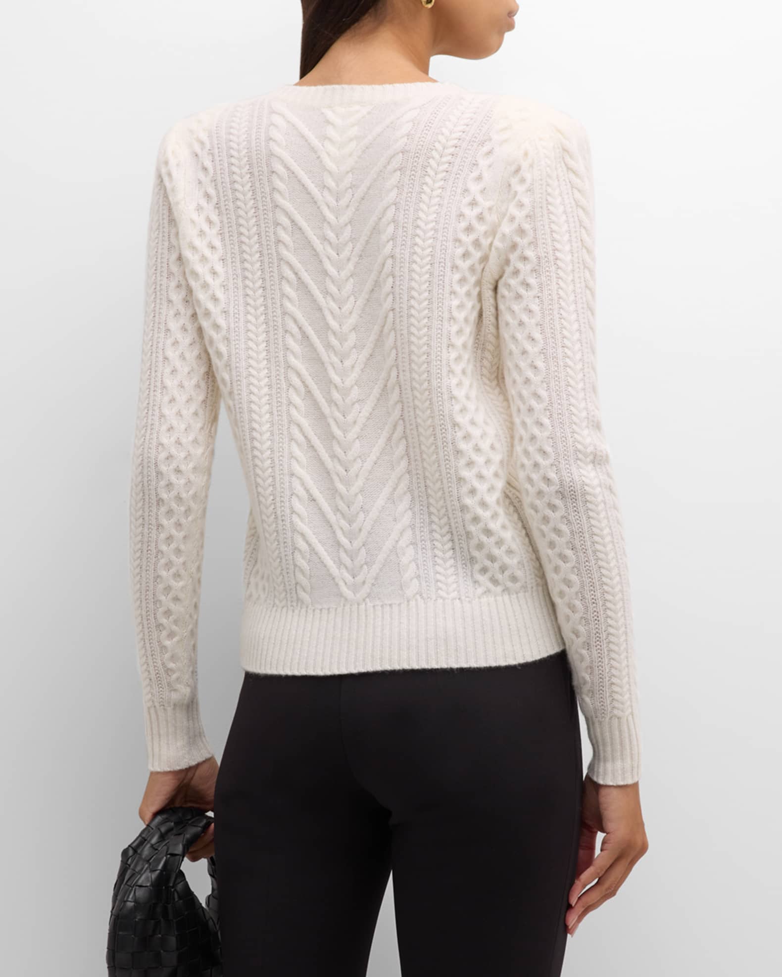 Neiman Marcus Cashmere Collection Cashmere Cable Crew Neck Sweater ...
