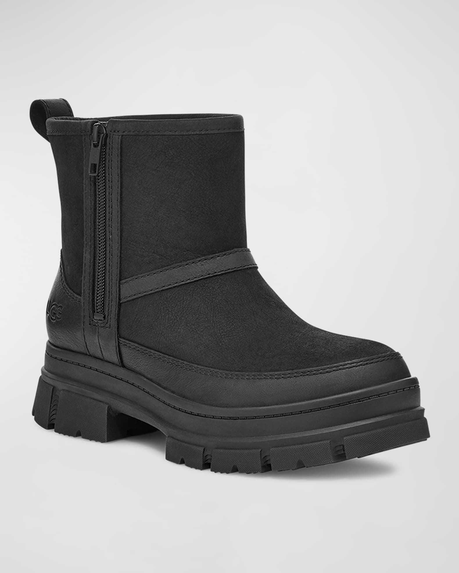 UGG Ashton Leather Zip Winter Booties | Neiman Marcus