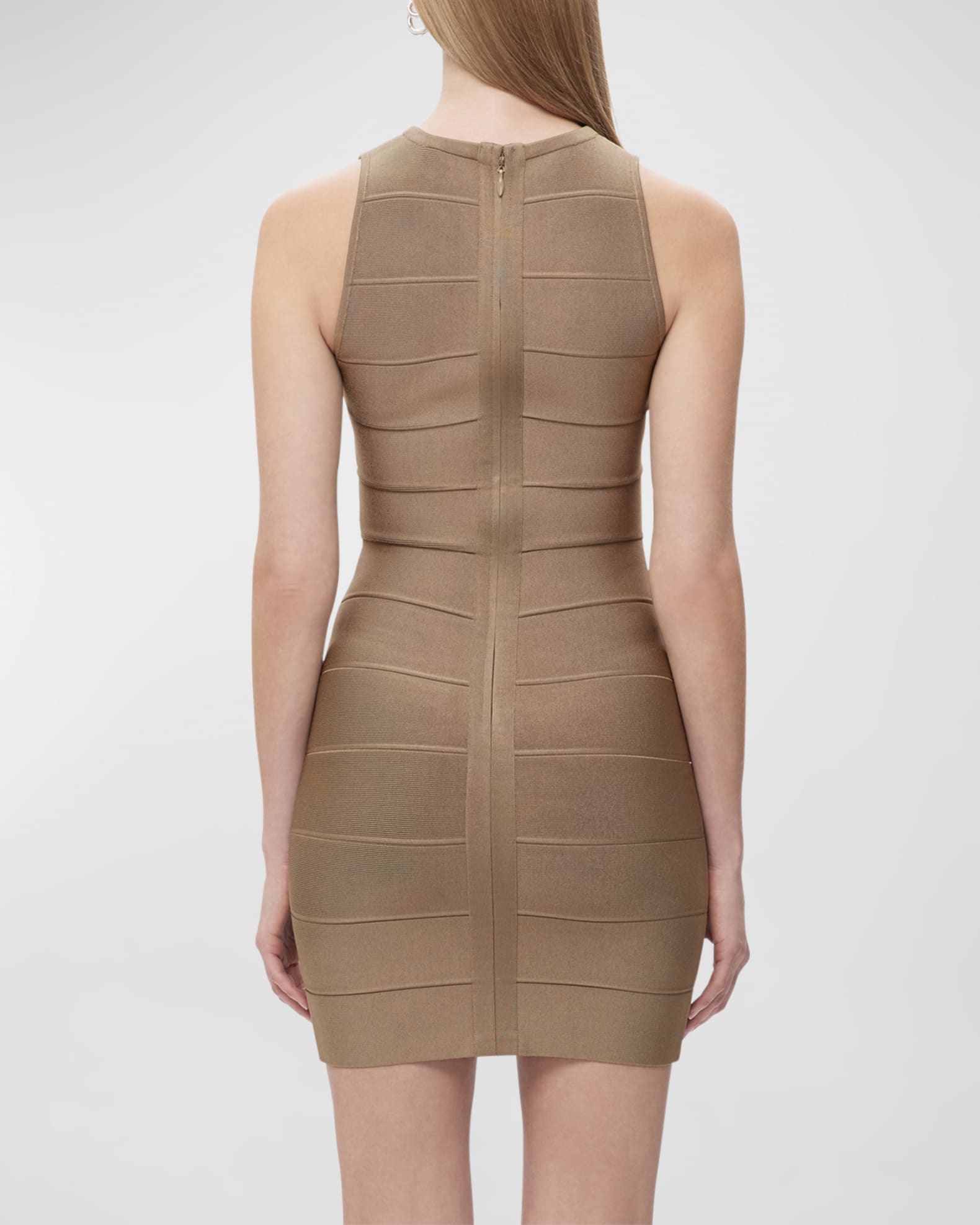 Herve Leger Quinn Metallic Sleeveless Bandage Mini Dress | Neiman Marcus