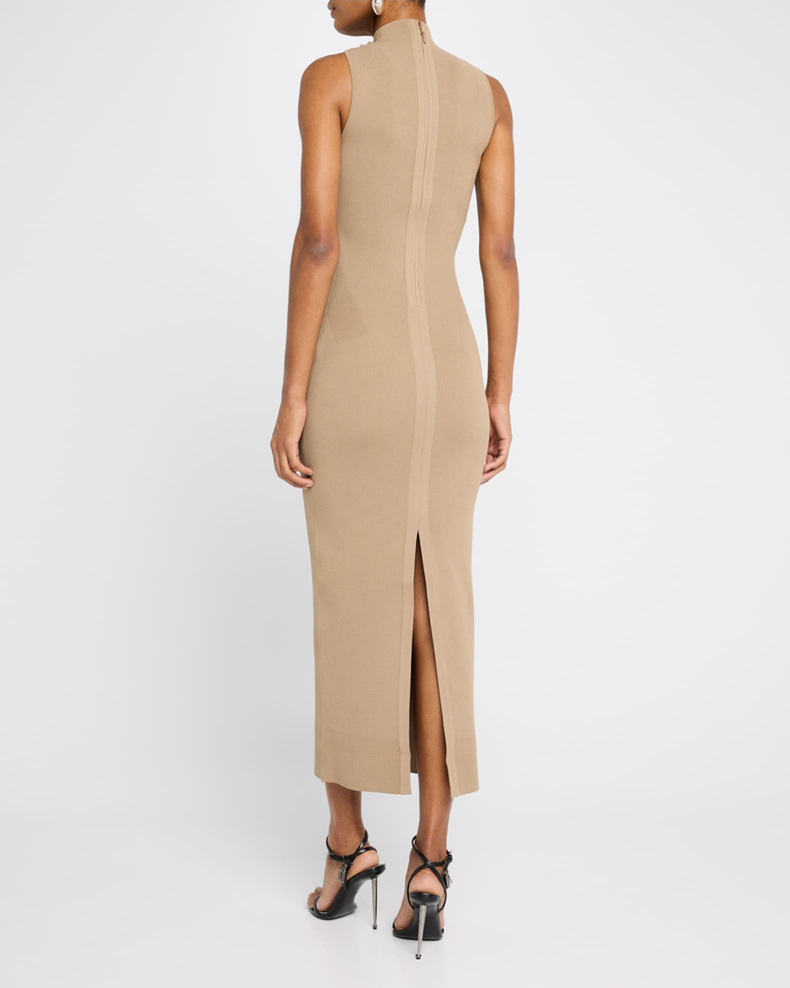 Herve Leger Angelica Gathered Turtleneck Sleeveless Rib Gown | Neiman ...