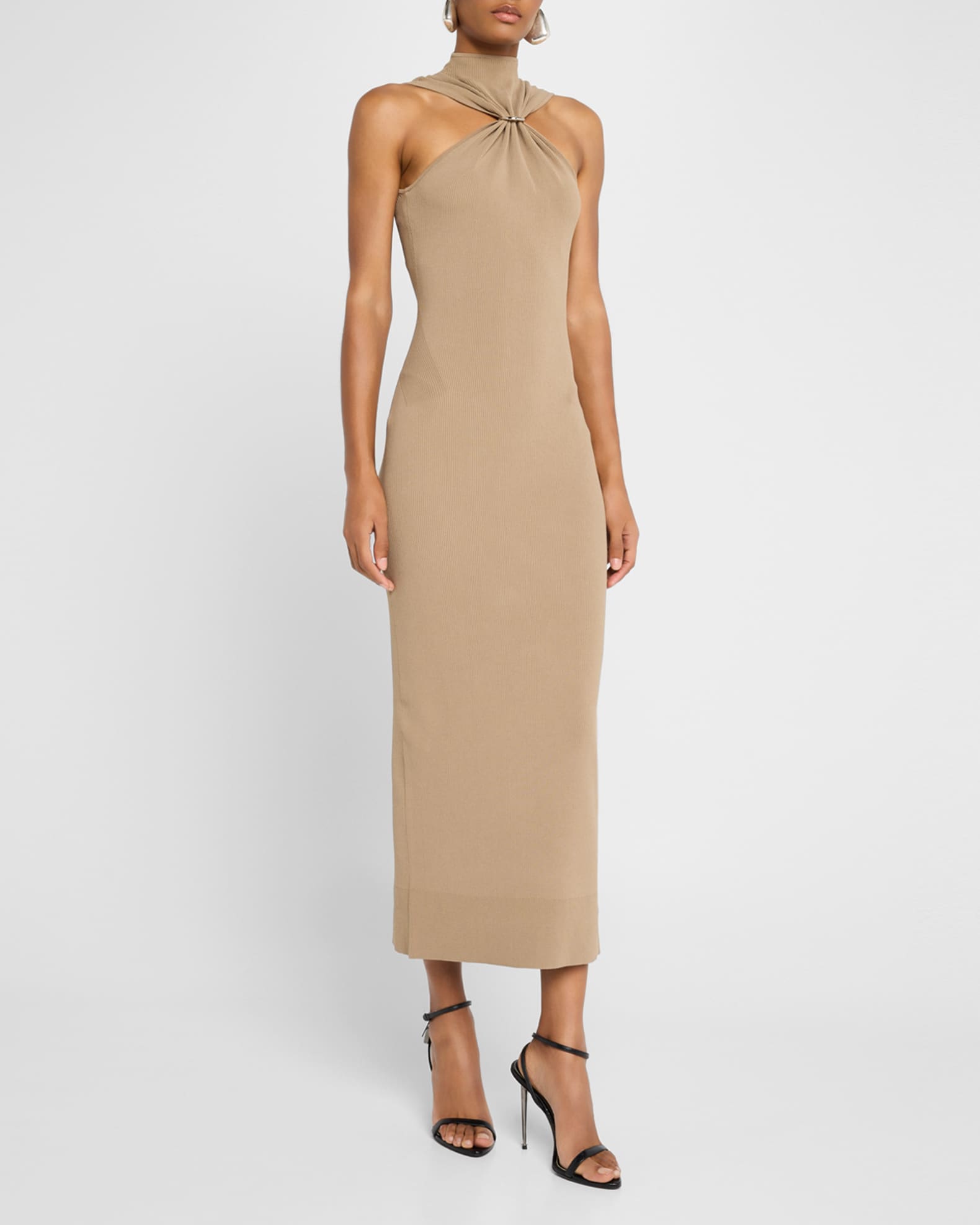 Herve Leger Angelica Gathered Turtleneck Sleeveless Rib Gown | Neiman ...