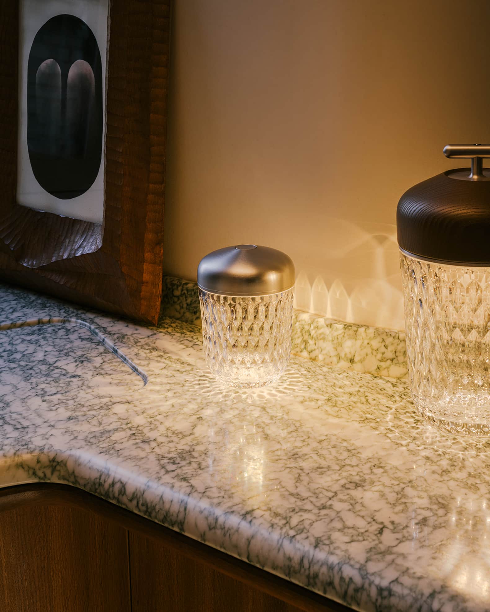 Saint Louis Crystal Folia Mini Portable Lamp, Silver | Neiman Marcus