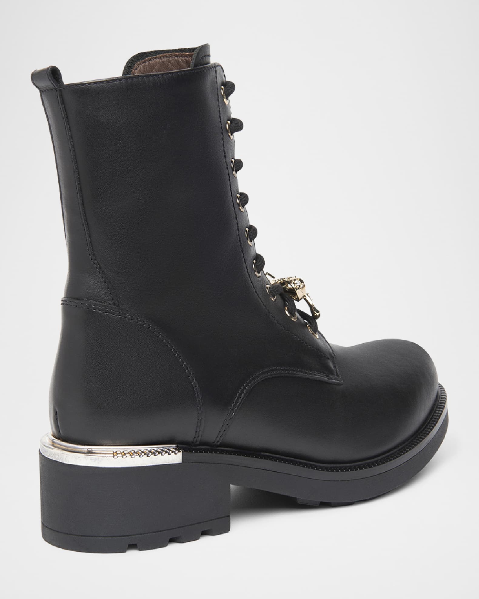 NeroGiardini Gems Leather Bow Combat Booties | Neiman Marcus