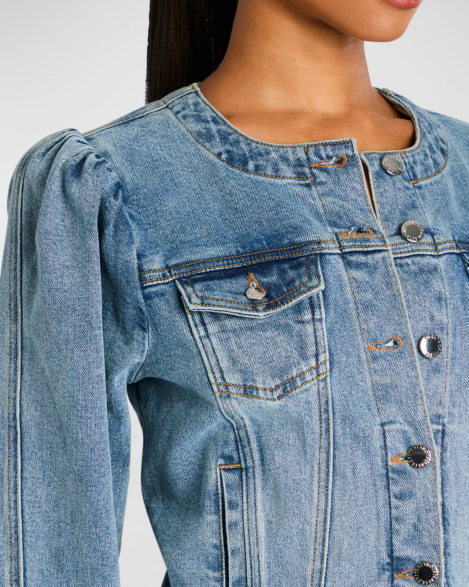 Retrofete Tasha Puff-Sleeve Denim Jacket | Neiman Marcus