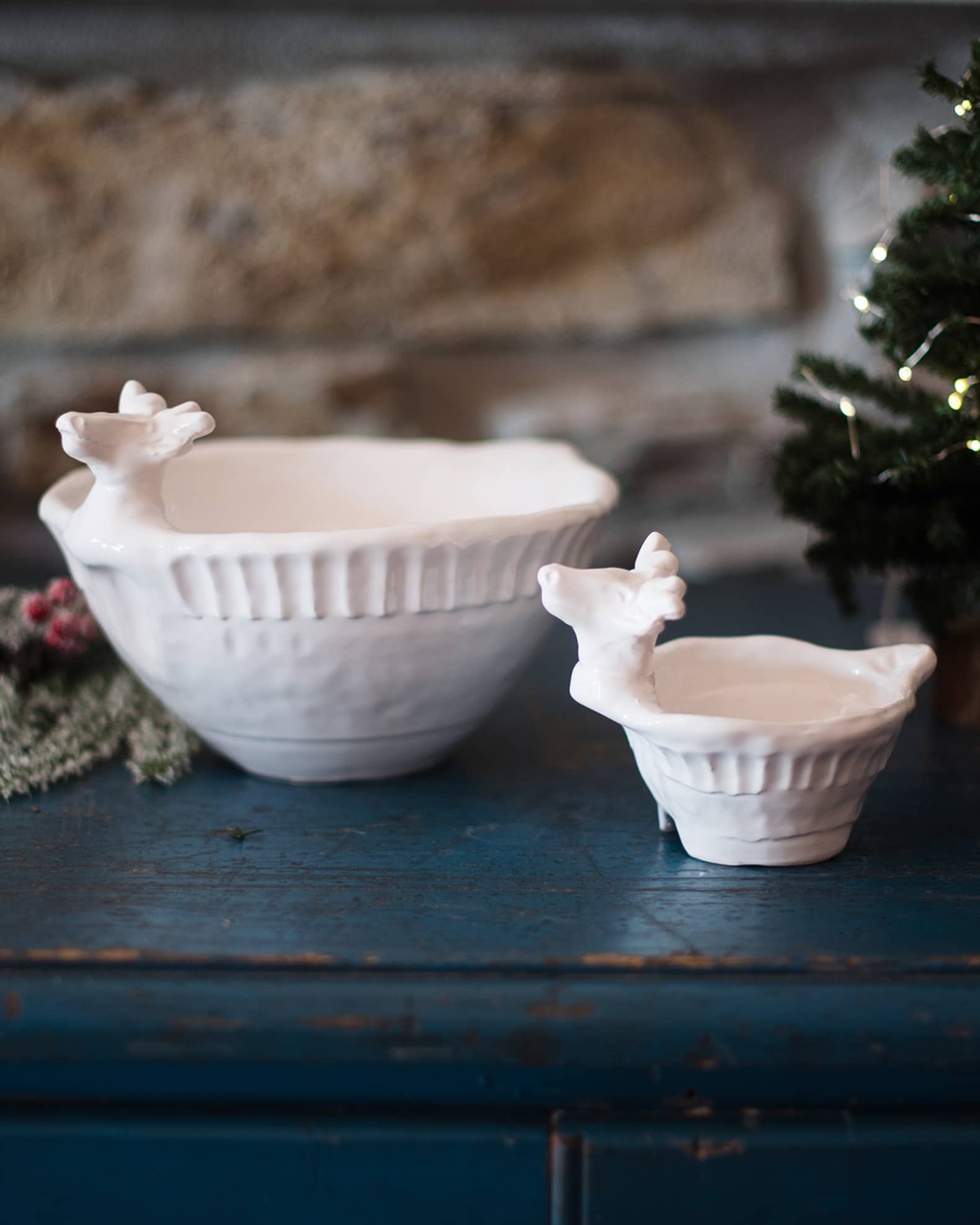 Vietri Pietra Natale Figural Deer Deep Bowl | Neiman Marcus