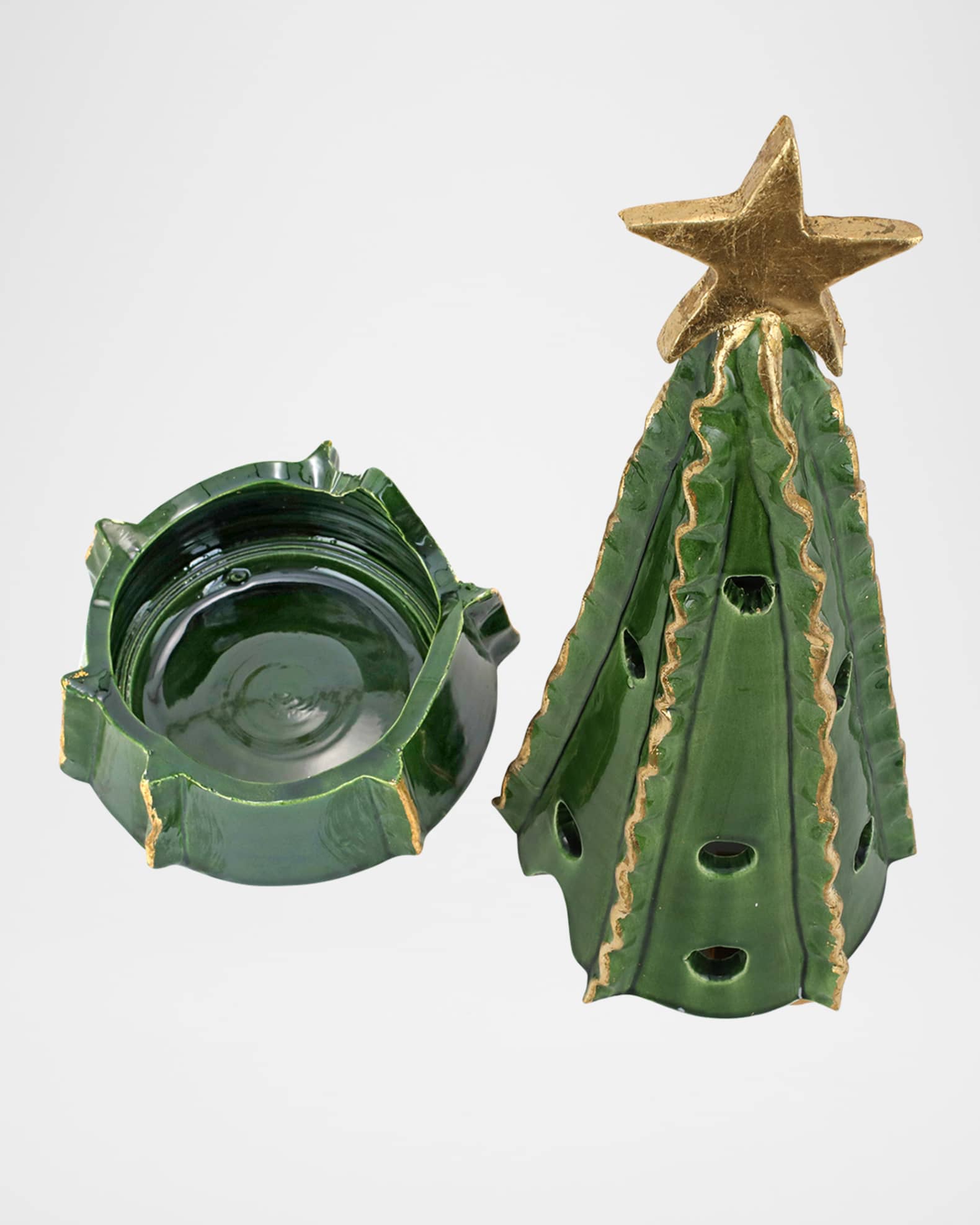 Vietri Foresta Large Tree with Ribbon & Gold Star Christmas Decor ...