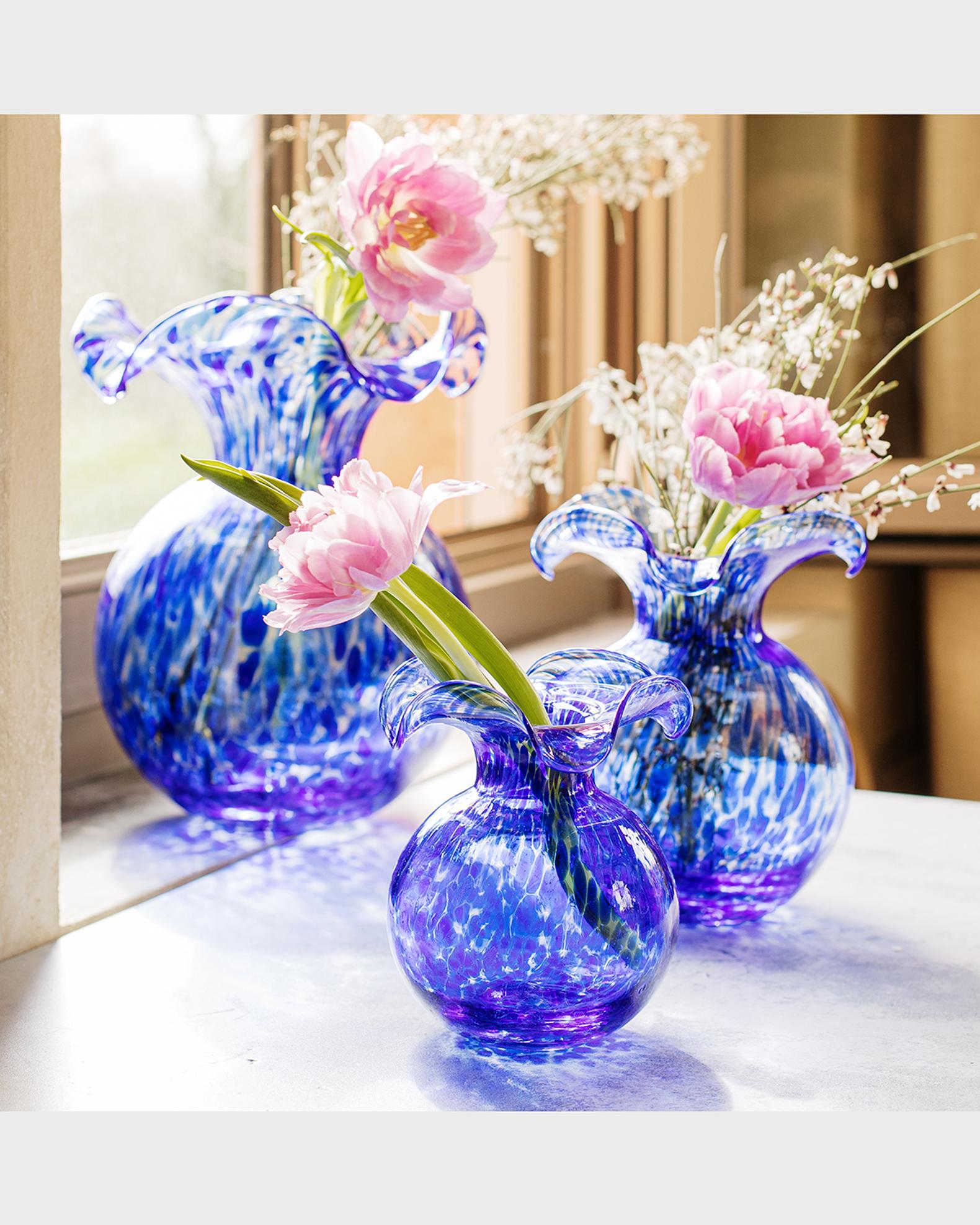 Vietri Hibiscus Glass Tortoiseshell Medium Fluted Vase | Neiman Marcus