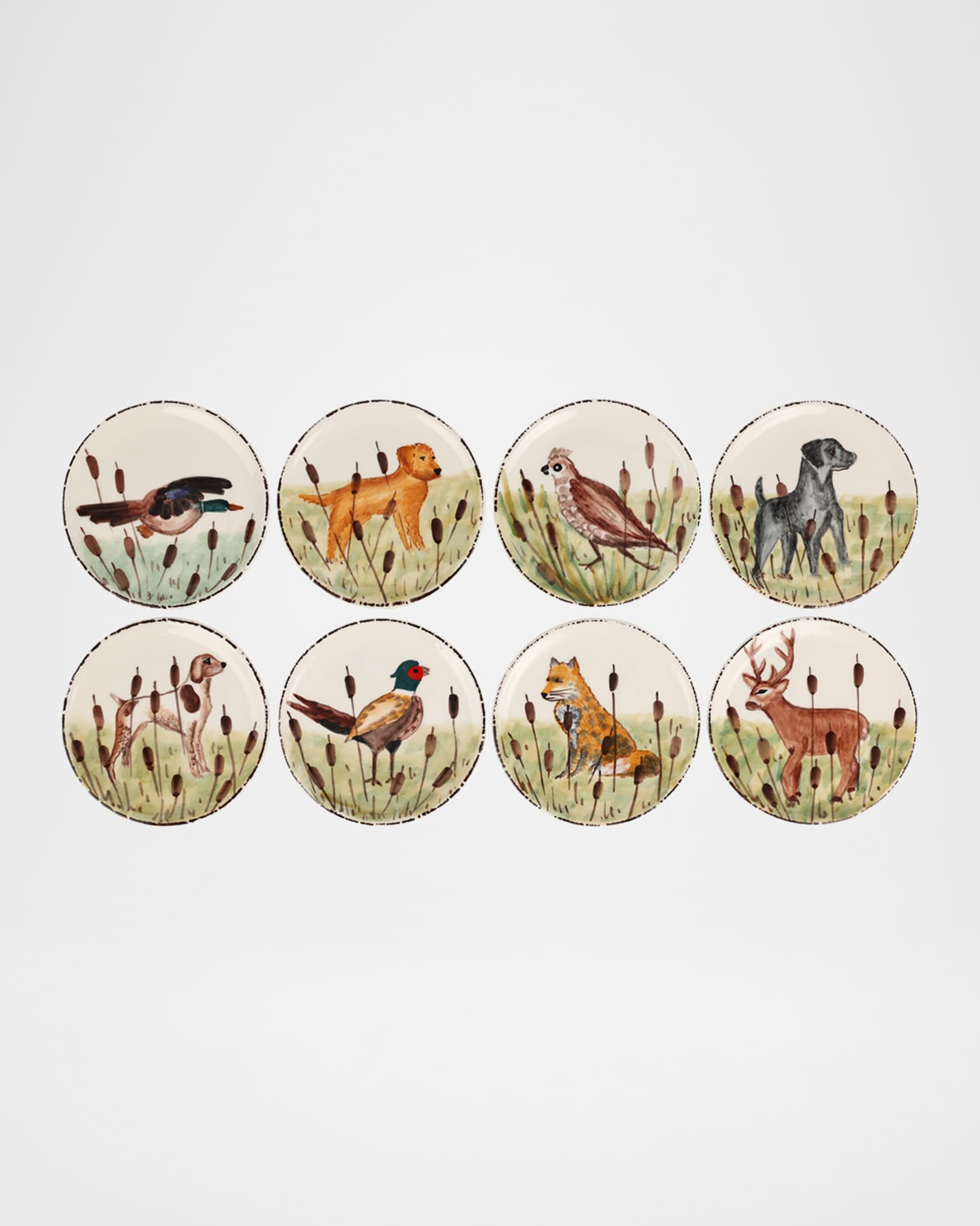 Vietri Wildlife Assorted Canape Plates, Set of 8 | Neiman Marcus