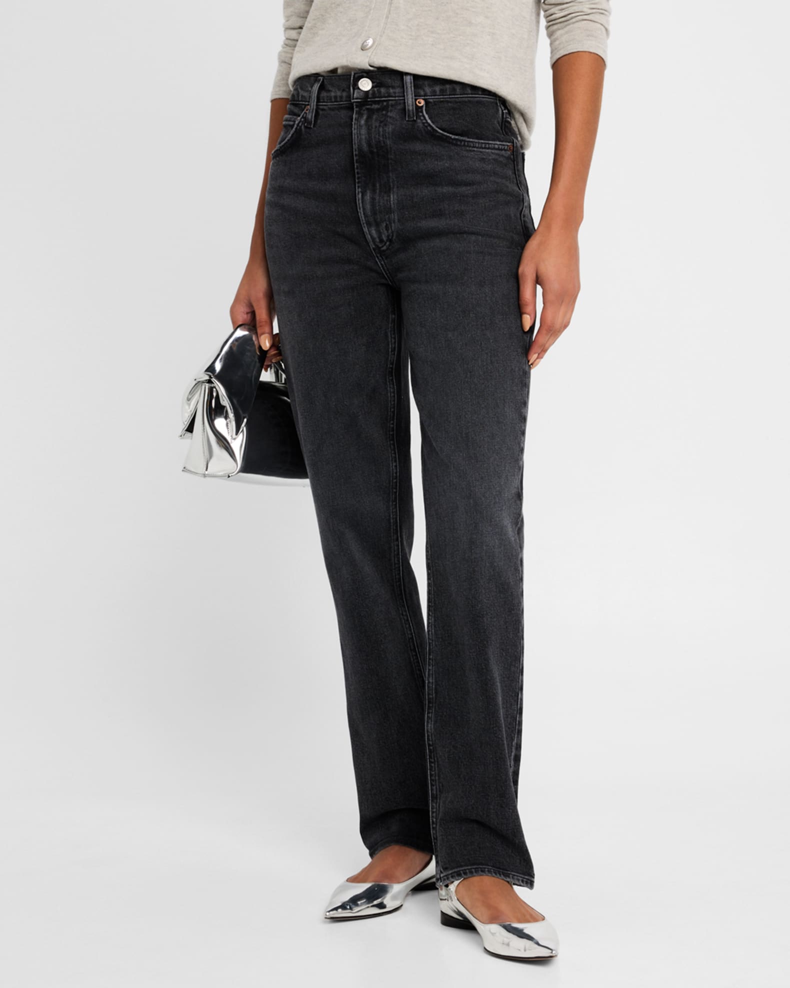 AGOLDE High-Rise Stovepipe Jeans | Neiman Marcus