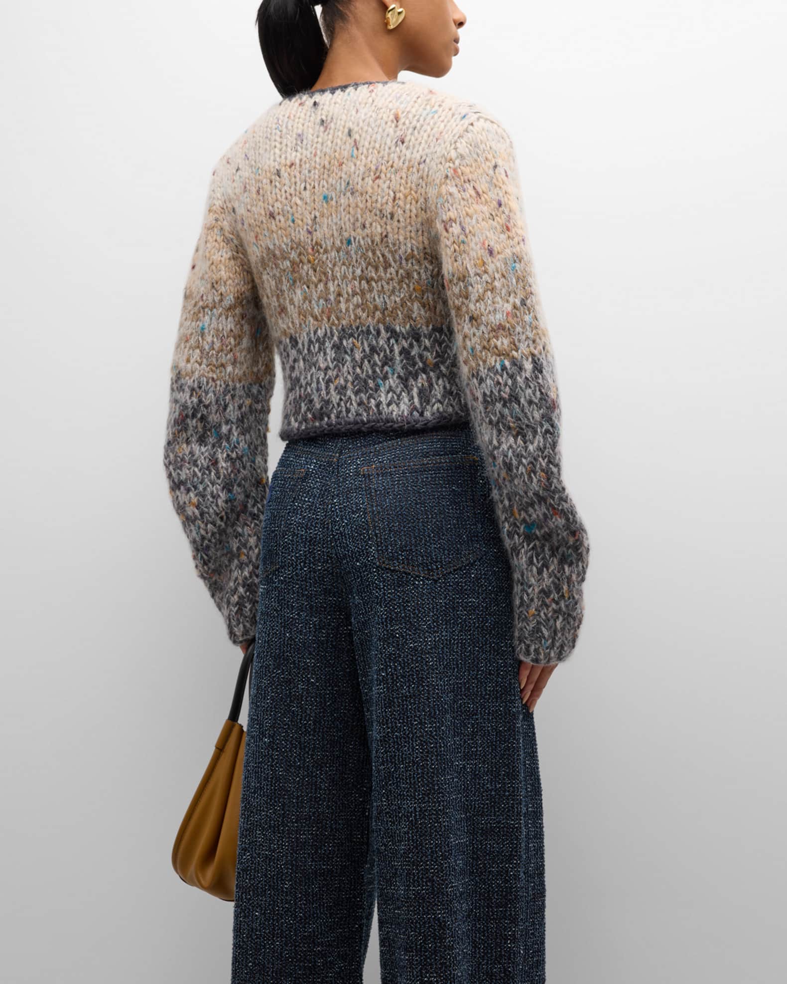 Ganni Chunky Marled Hand-Knit Cropped Cardigan | Neiman Marcus