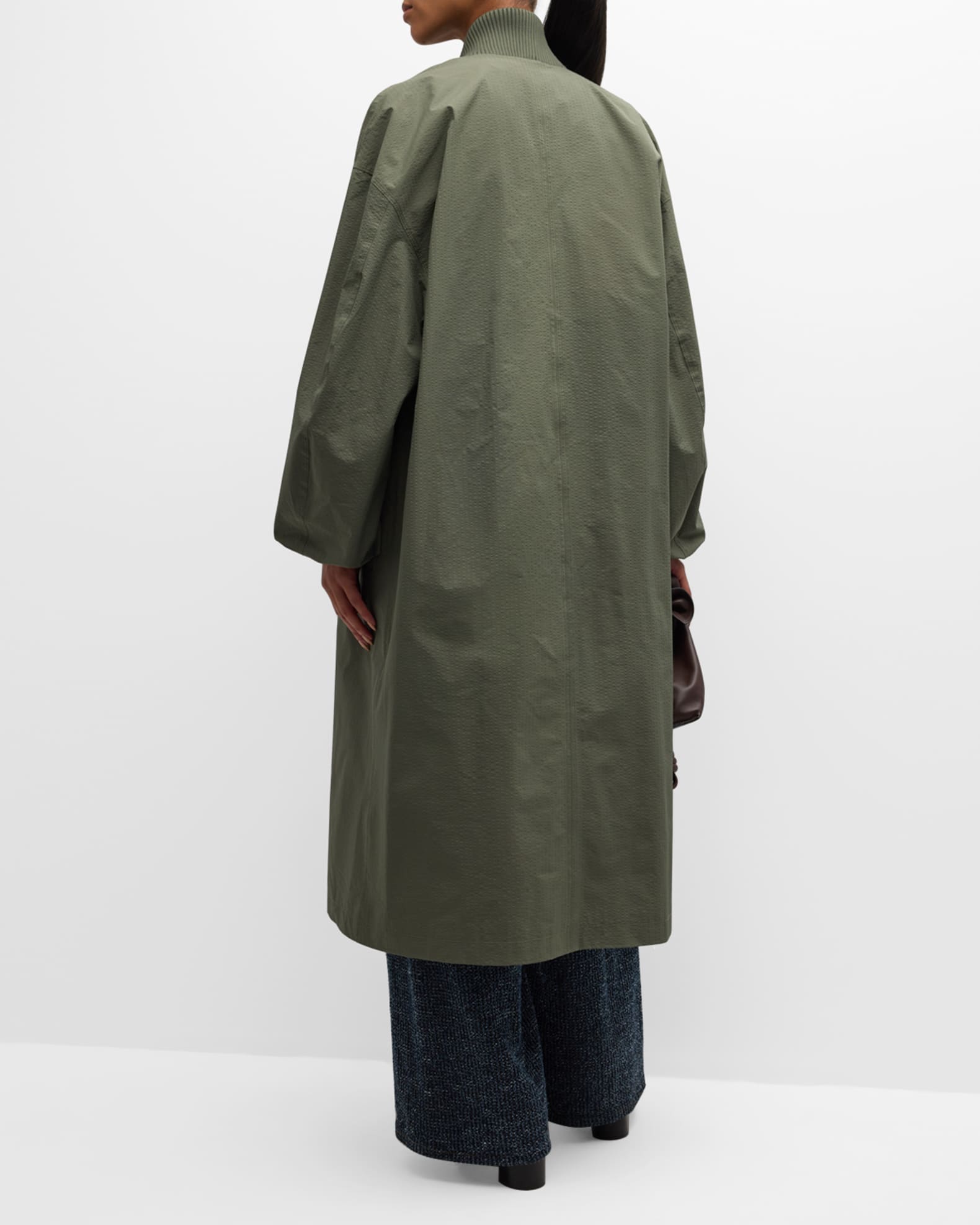 Ganni Seersucker Oversized Shell Coat | Neiman Marcus