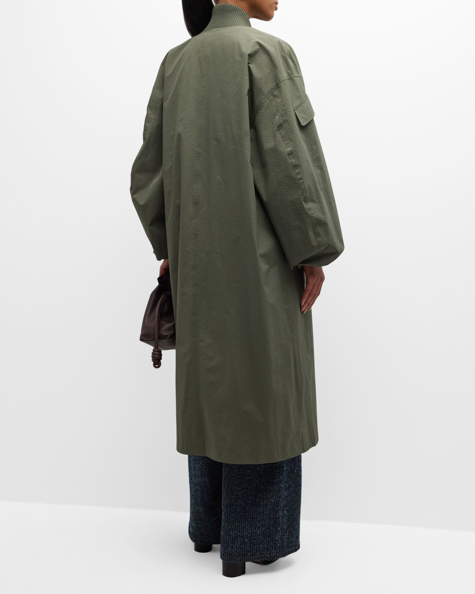 Ganni Seersucker Oversized Shell Coat | Neiman Marcus