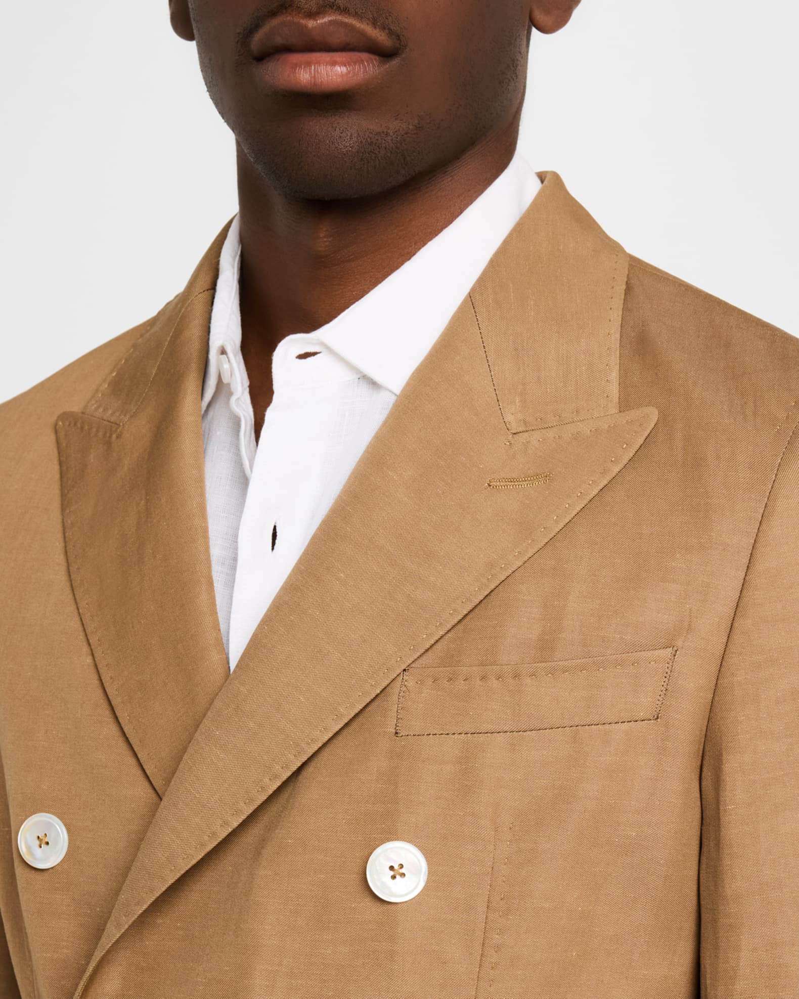 BOSS Camel Men's Heston Wool and Linen Double-Breasted Blazer | Neiman ...