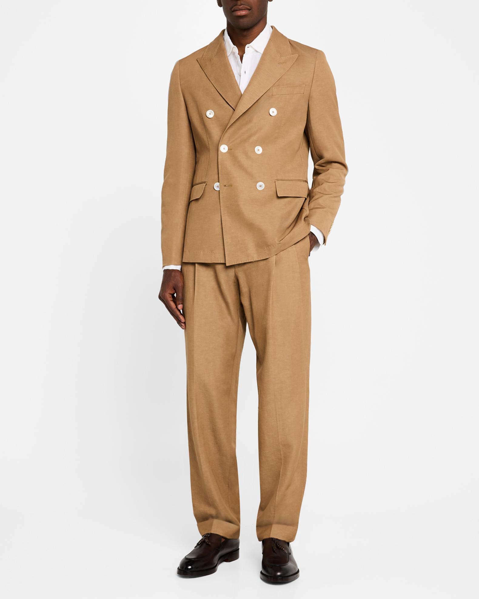 BOSS Camel Men's Wool and Linen Relaxed-Fit Pleated Trousers | Neiman ...