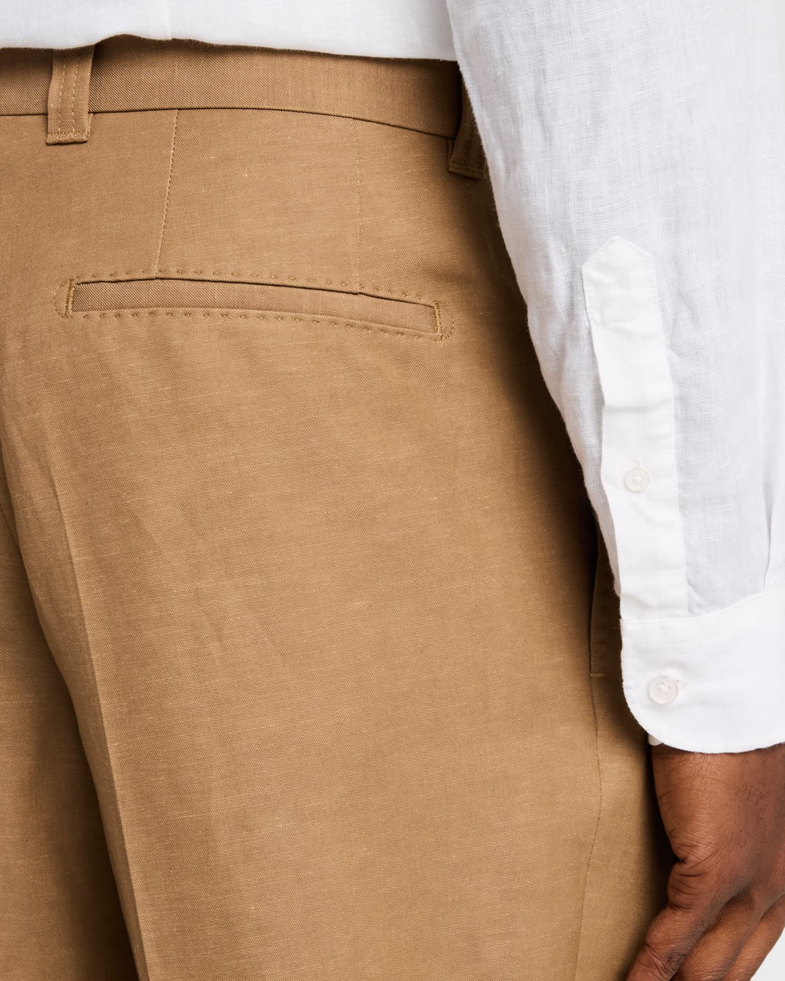 BOSS Camel Men's Wool and Linen Relaxed-Fit Pleated Trousers | Neiman ...