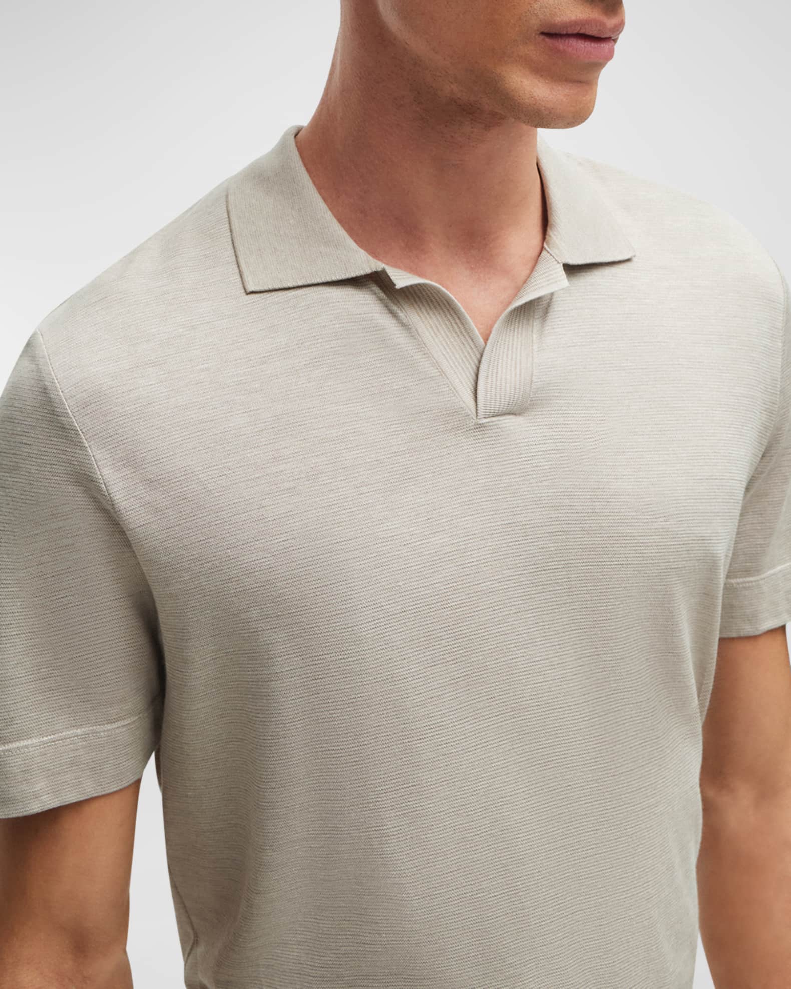 BOSS Camel Men's Parson Cotton-Silk Polo Shirt | Neiman Marcus