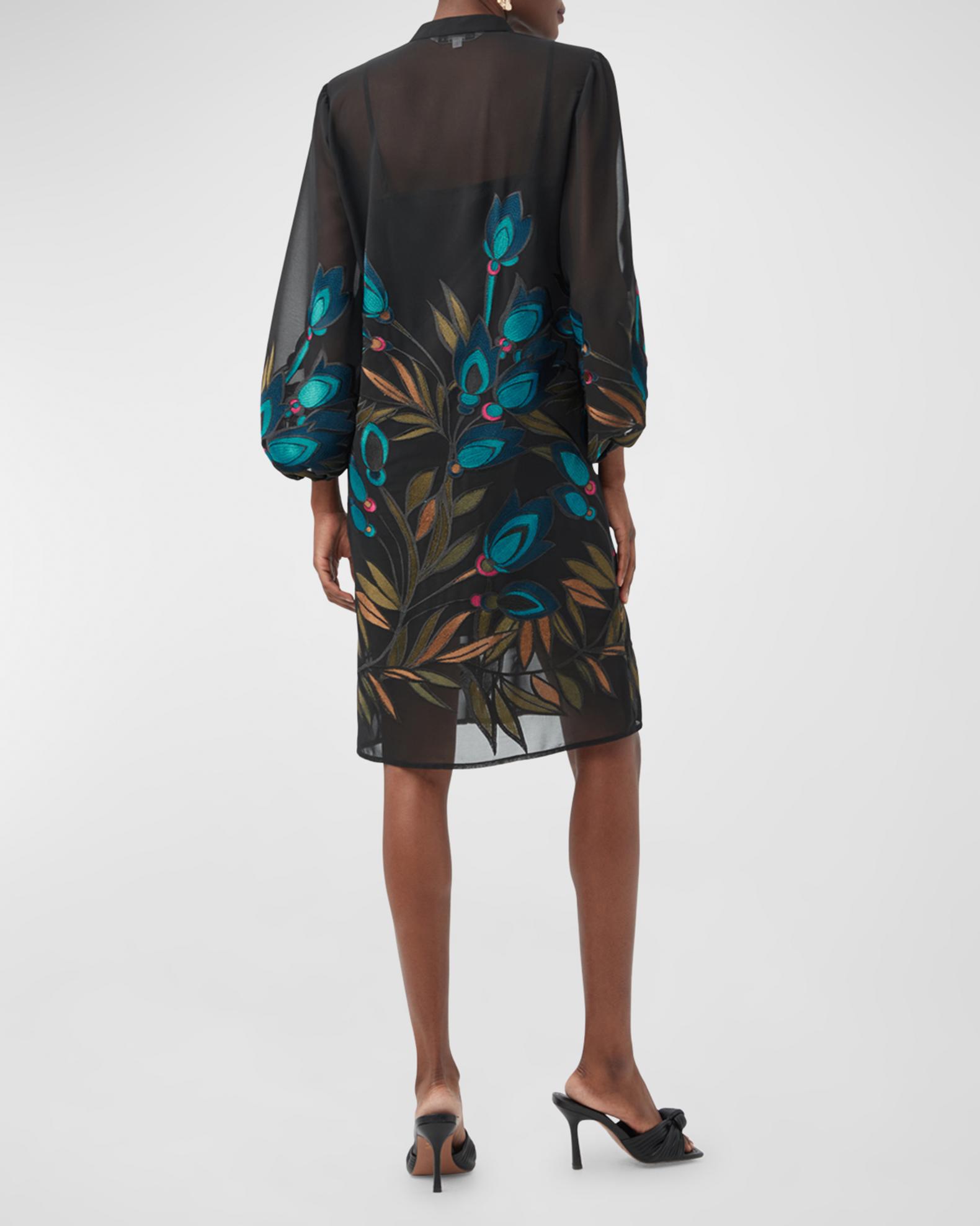 Trina Turk Boheme 2 Floral-Embroidered Shift Dress | Neiman Marcus
