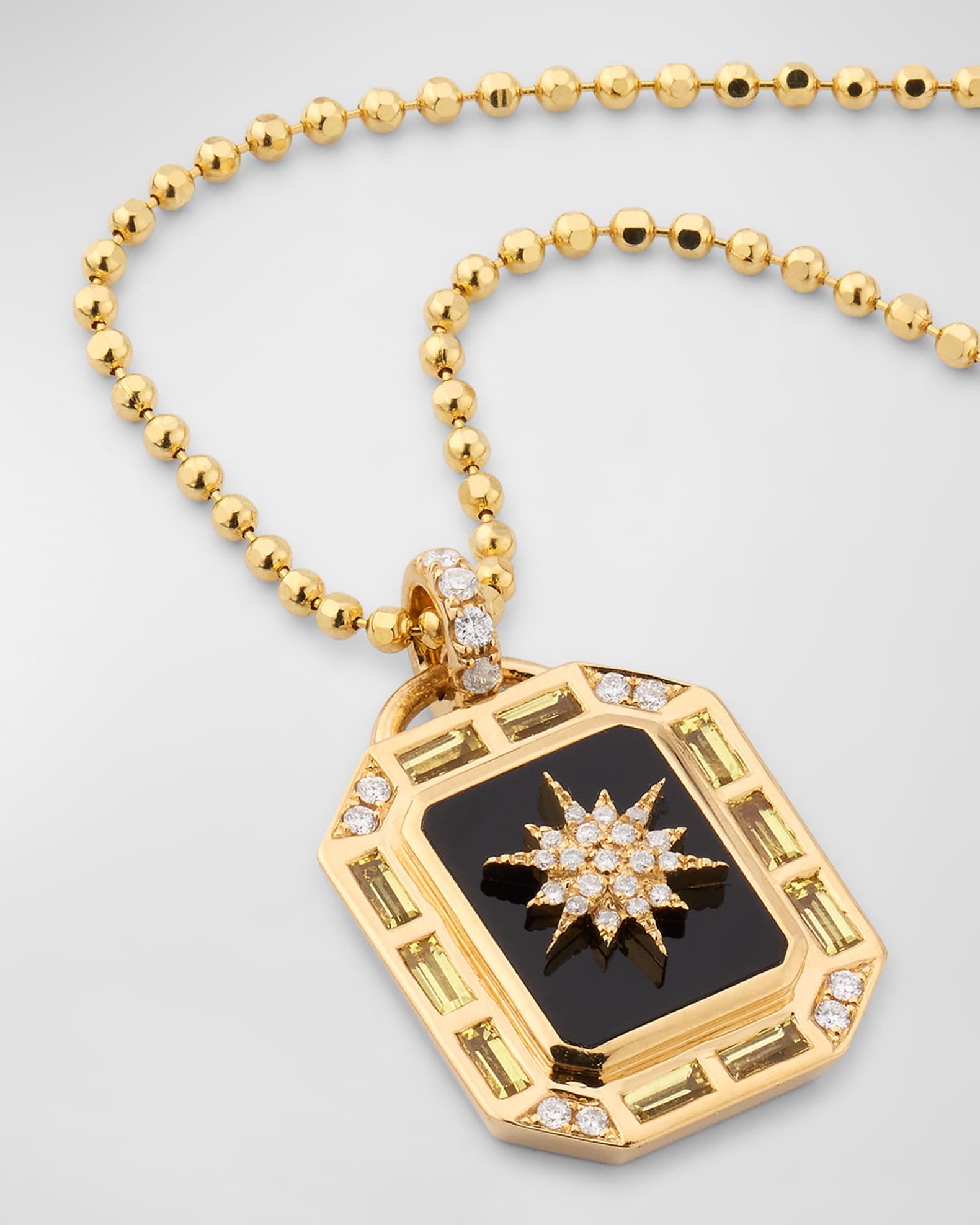 Sorellina 18K Yellow Gold Ball Chain Necklace with Black Onyx, Yellow ...