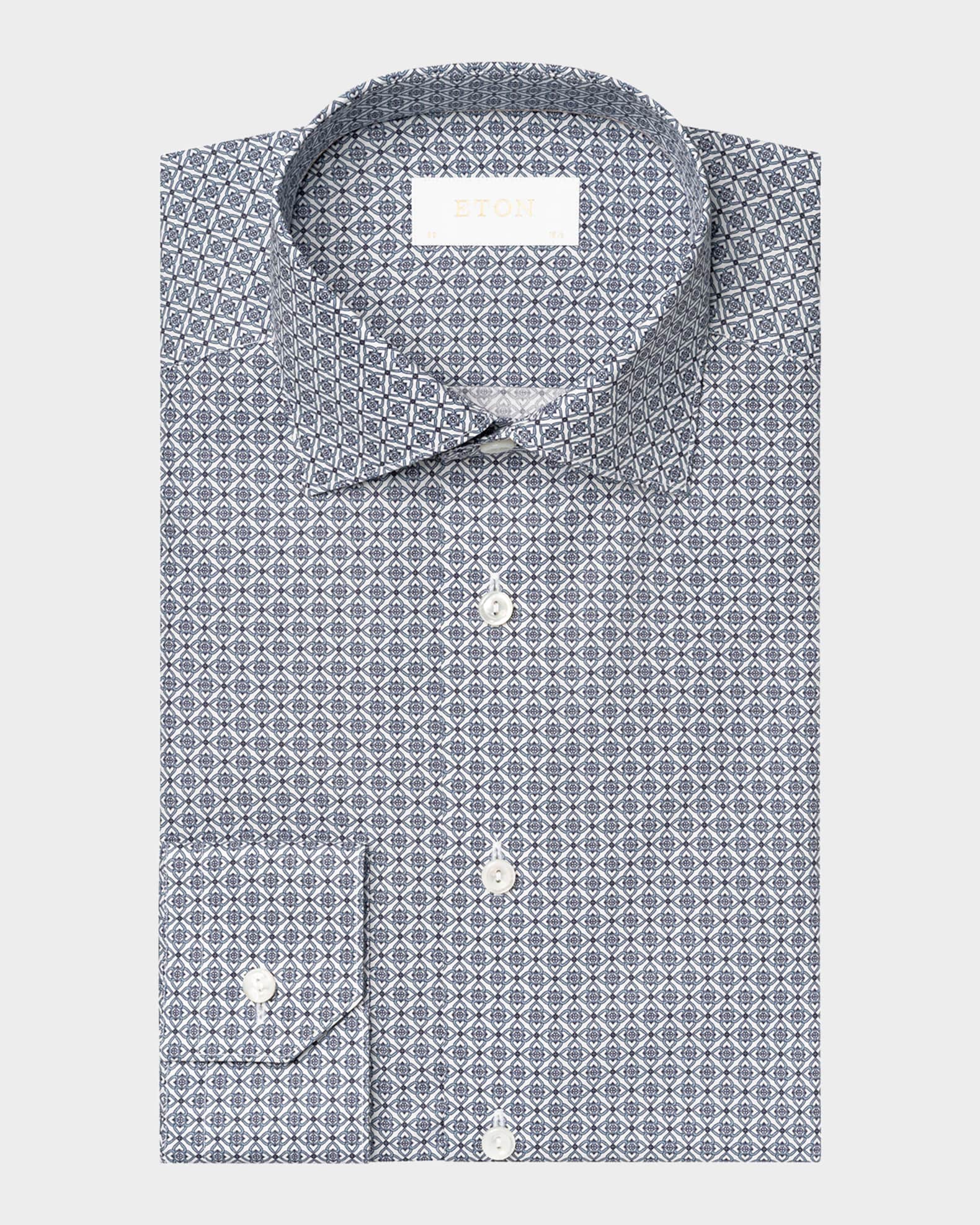 Eton Men's Elevated Twill Medallion-Print Contemporary-Fit Dress Shirt ...