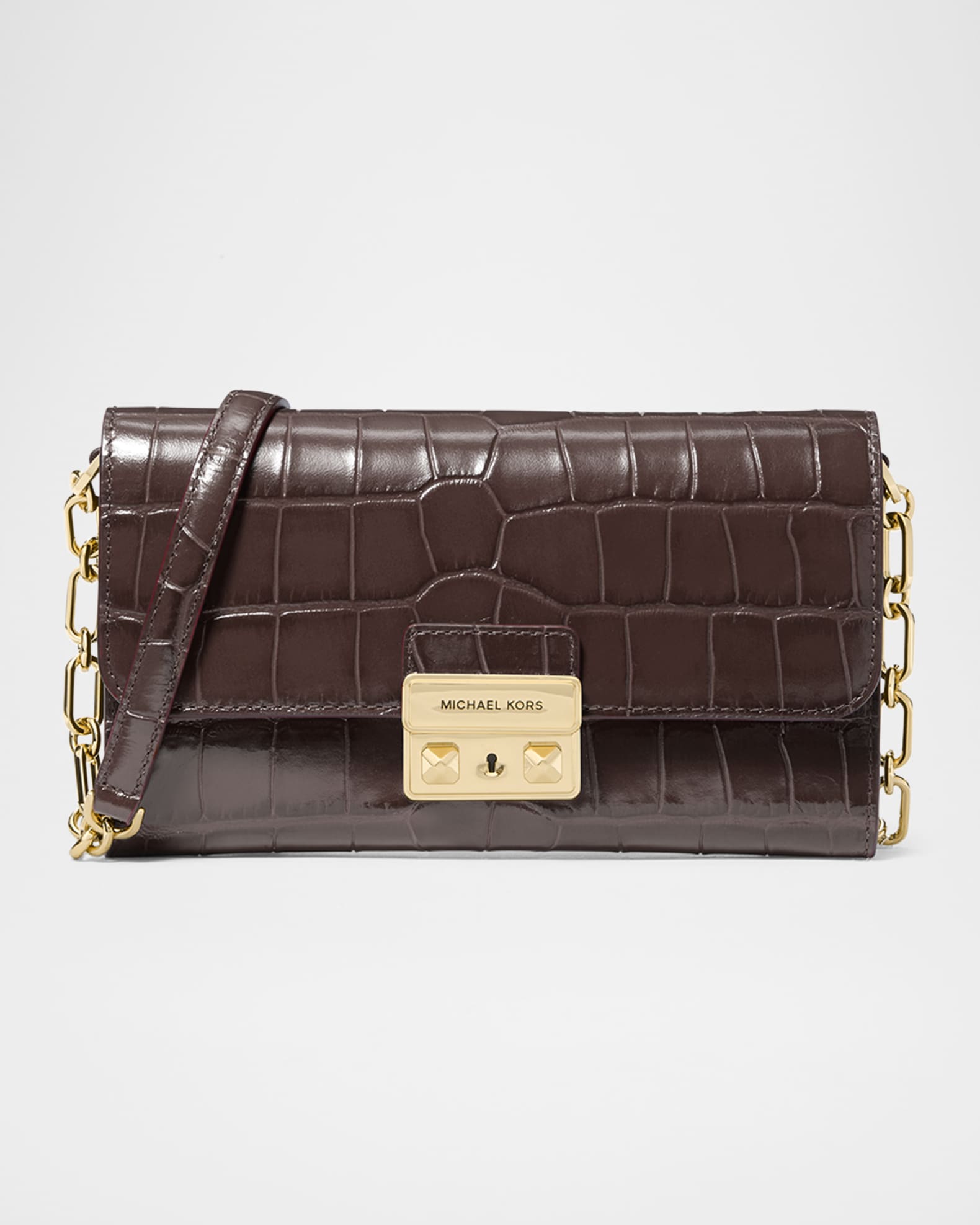 MICHAEL Michael Kors Tribeca Large Croc-Embossed Wallet on Chain ...