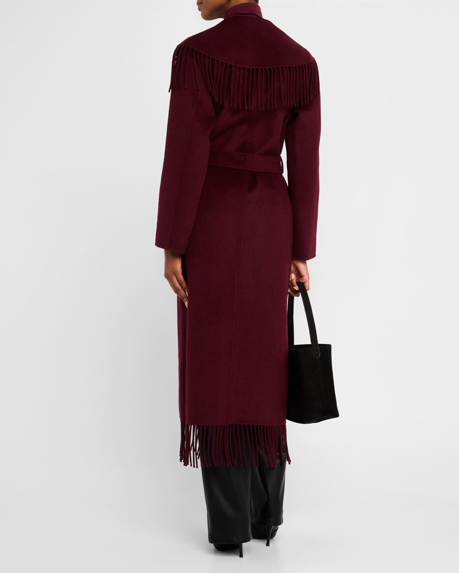 SIMKHAI Carrie Melton Wool-Blend Fringe Robe Coat | Neiman Marcus