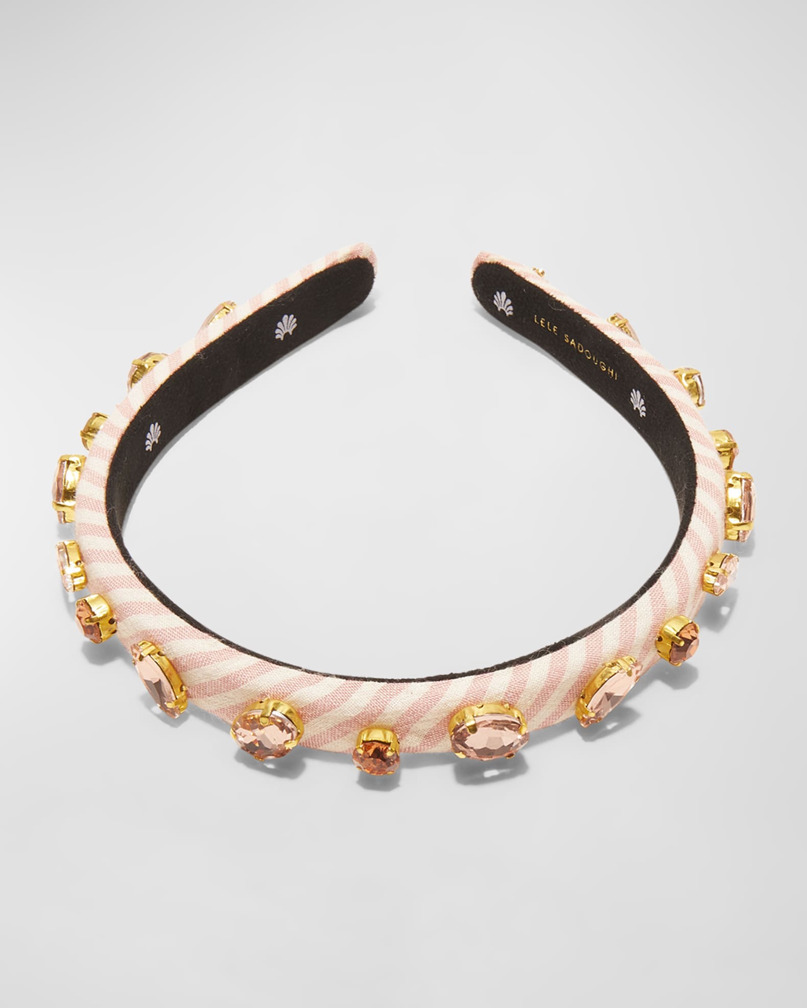 Lele Sadoughi Gigi Embellished Seersucker Headband | Neiman Marcus