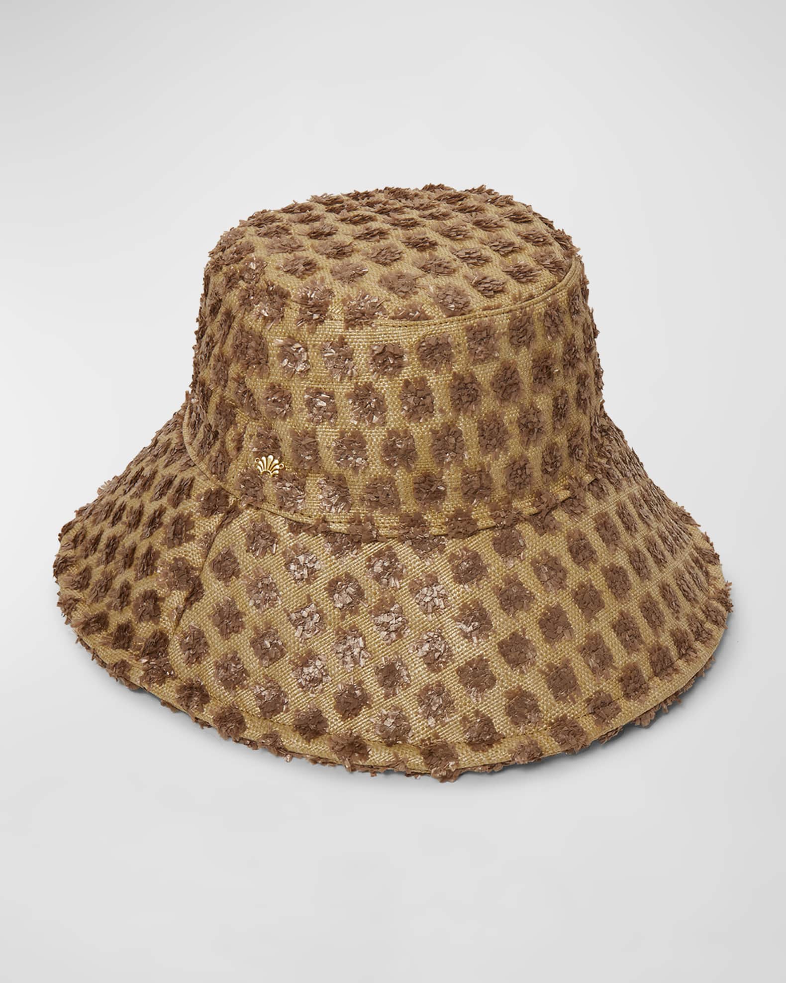 Lele Sadoughi Dotted Raffia Bucket Hat | Neiman Marcus