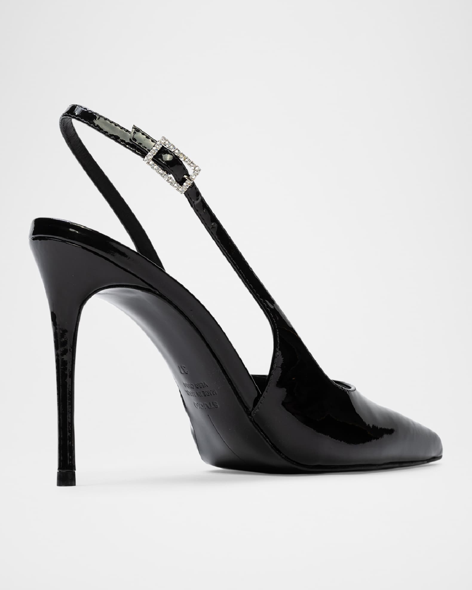 Black Suede Studio Alloy Patent Leather Slingback Pumps | Neiman Marcus