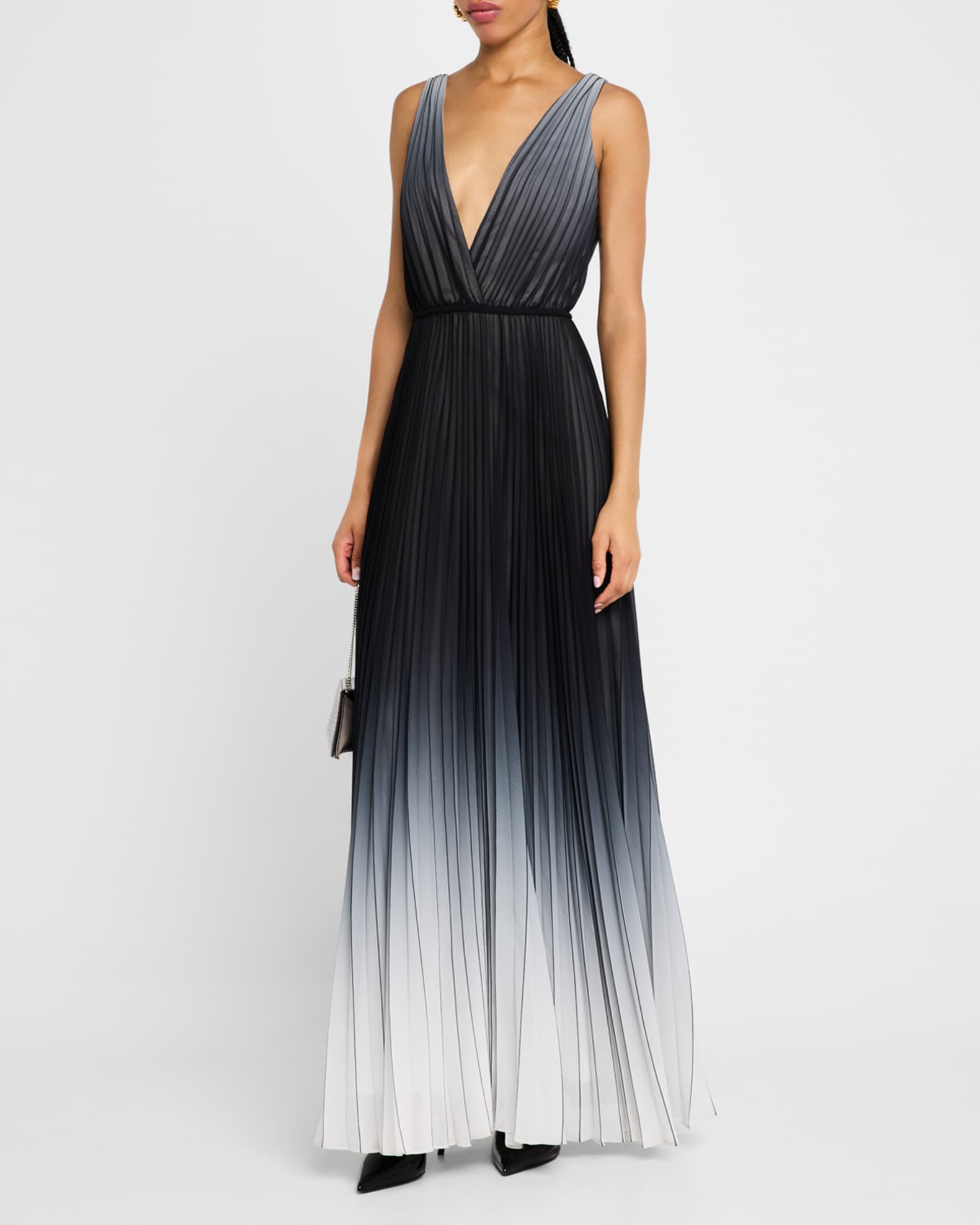 Ungaro Deep V-Neck Pleated Ombre Gown | Neiman Marcus