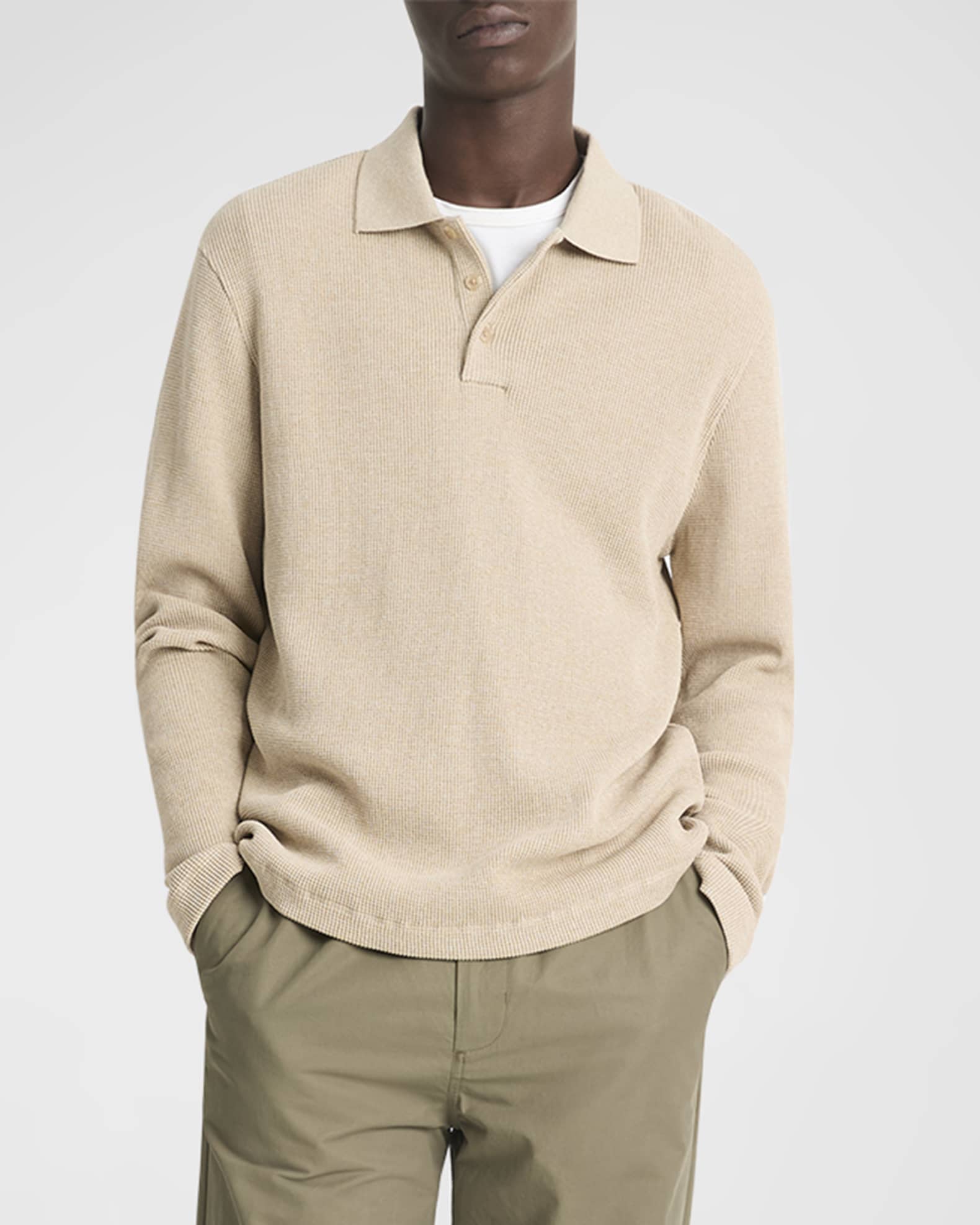Vince Men's Sunfaded Thermal Polo Shirt | Neiman Marcus