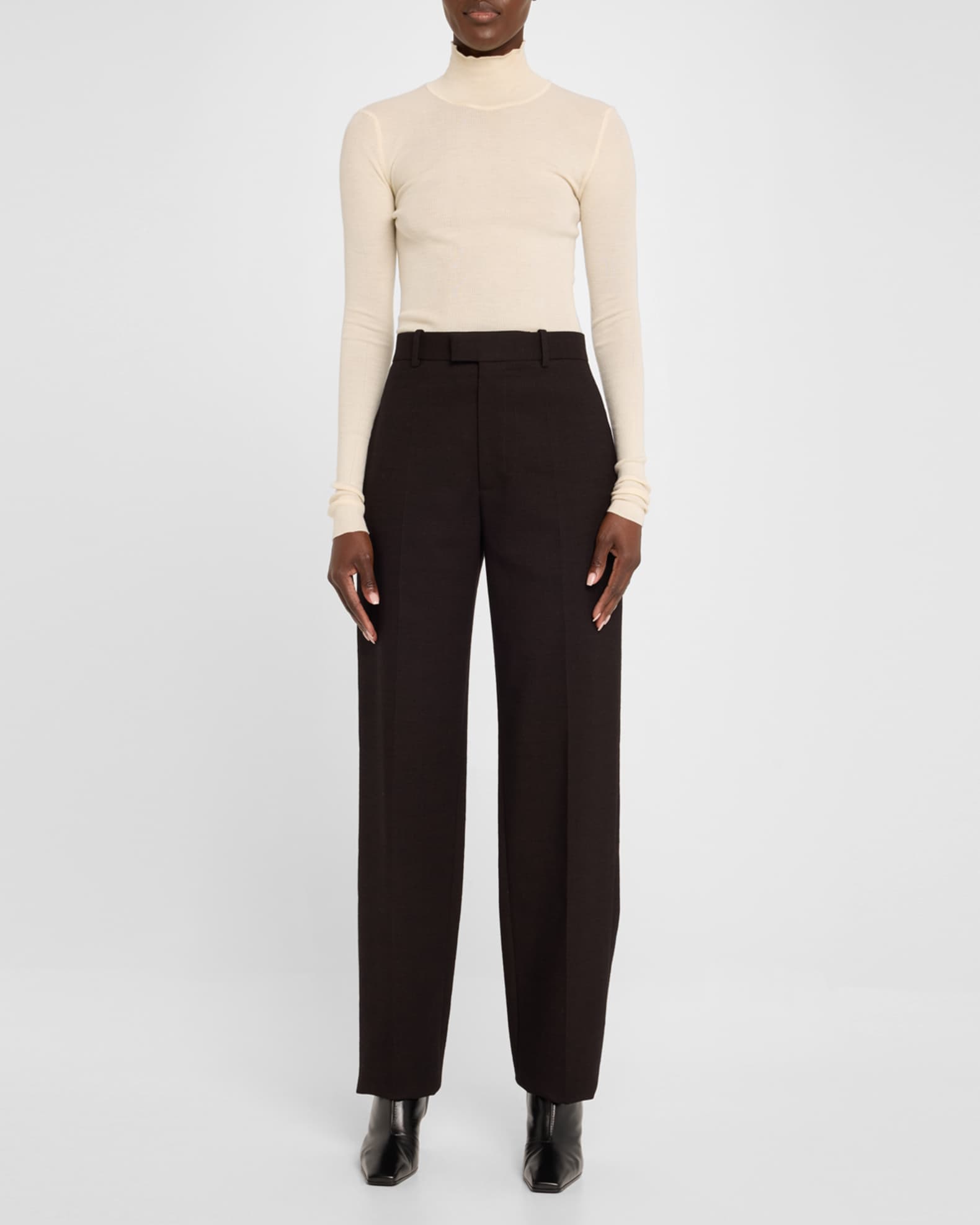 Bottega Veneta Lewis Leather Square-Toe Ankle Boots | Neiman Marcus
