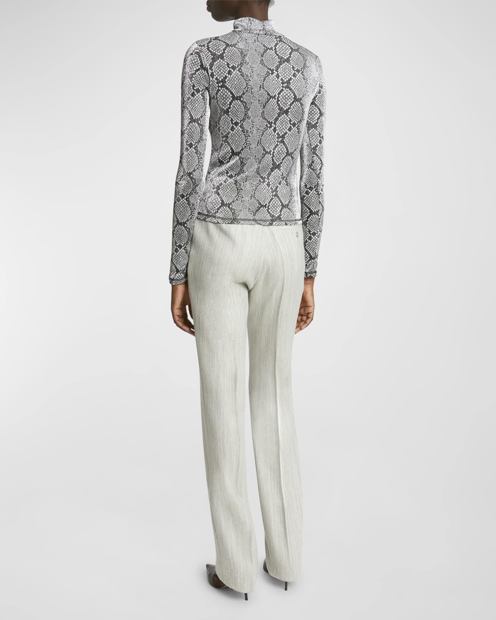 Coperni Mock-Neck Metallic Snakeskin-Print Top | Neiman Marcus