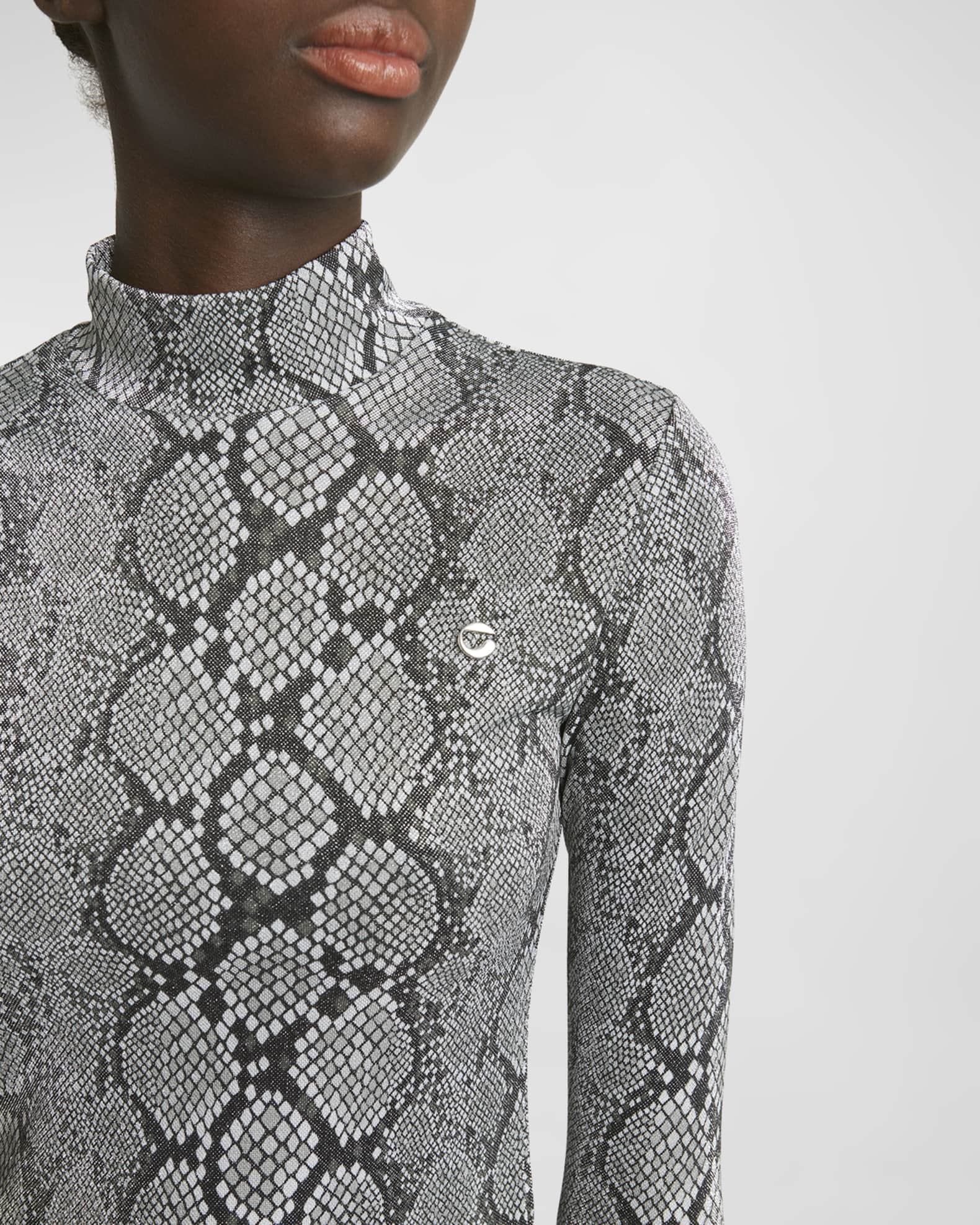 Coperni Mock-Neck Metallic Snakeskin-Print Top | Neiman Marcus