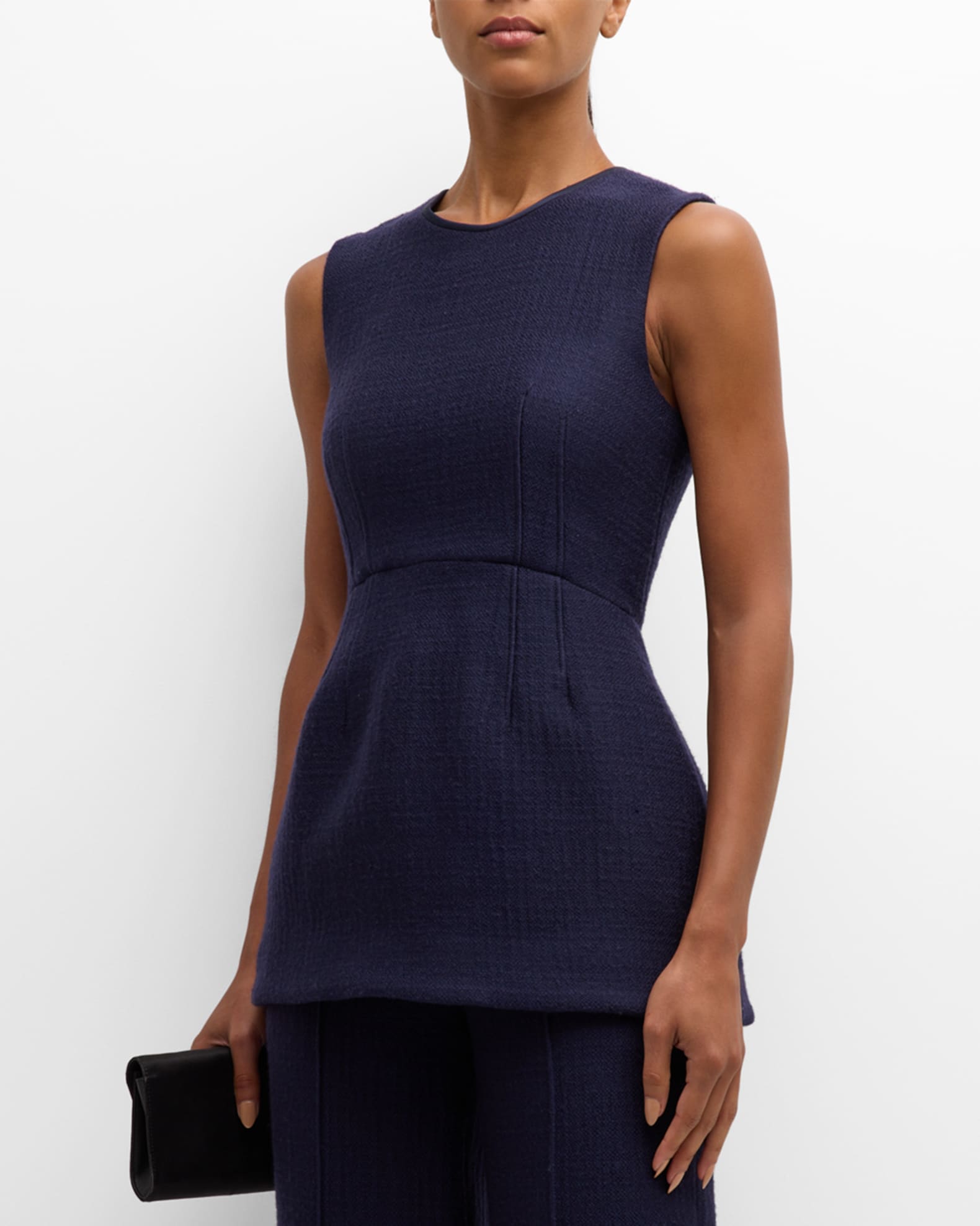 Adam Lippes Sleeveless Toile De Laine Peplum Top | Neiman Marcus