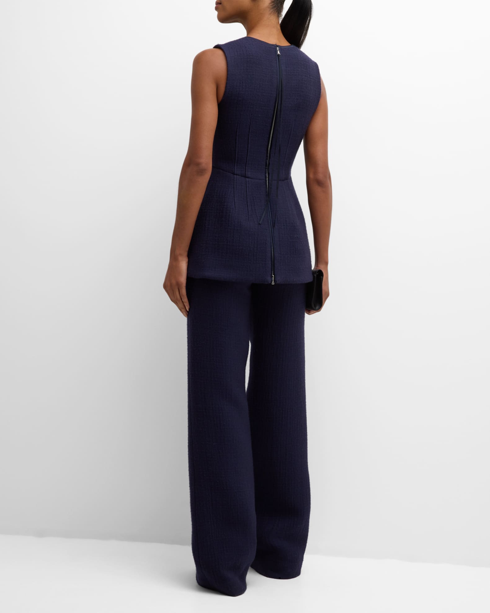 Adam Lippes Sleeveless Toile De Laine Peplum Top | Neiman Marcus