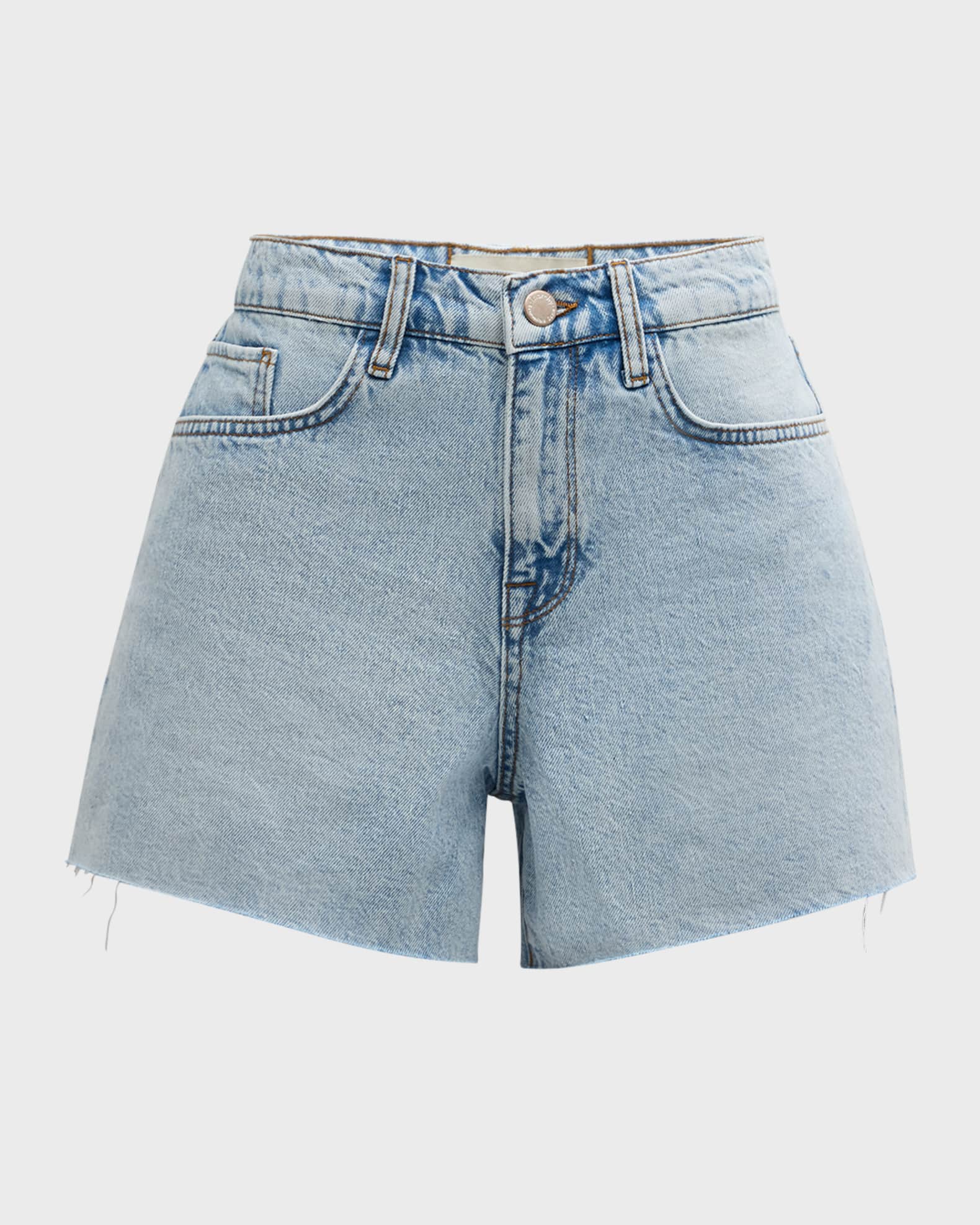 Triarchy T-Long High Rise Cut-Off Denim Shorts | Neiman Marcus