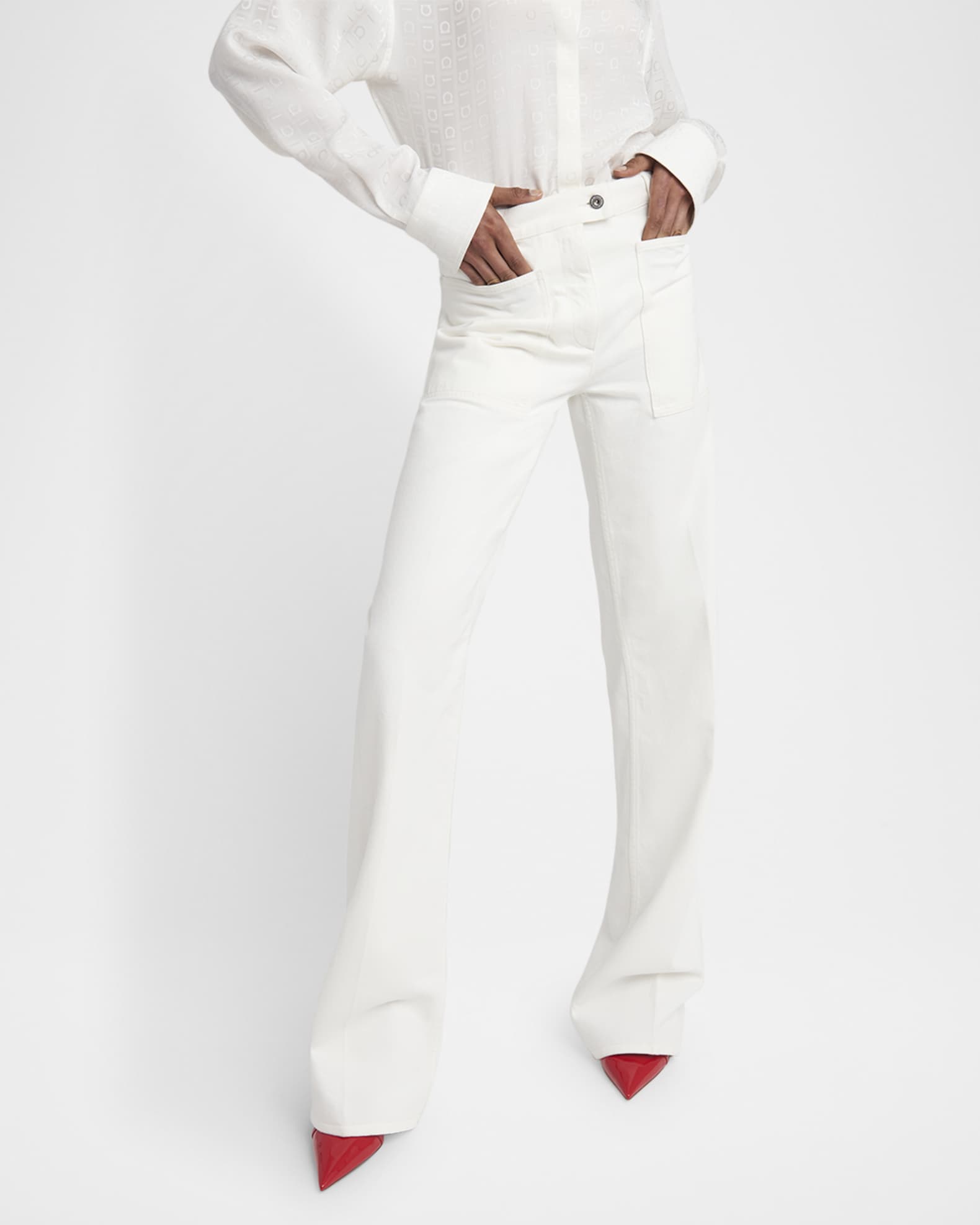 Ferragamo High-Rise Midweight Denim Straight-Leg Pants | Neiman Marcus