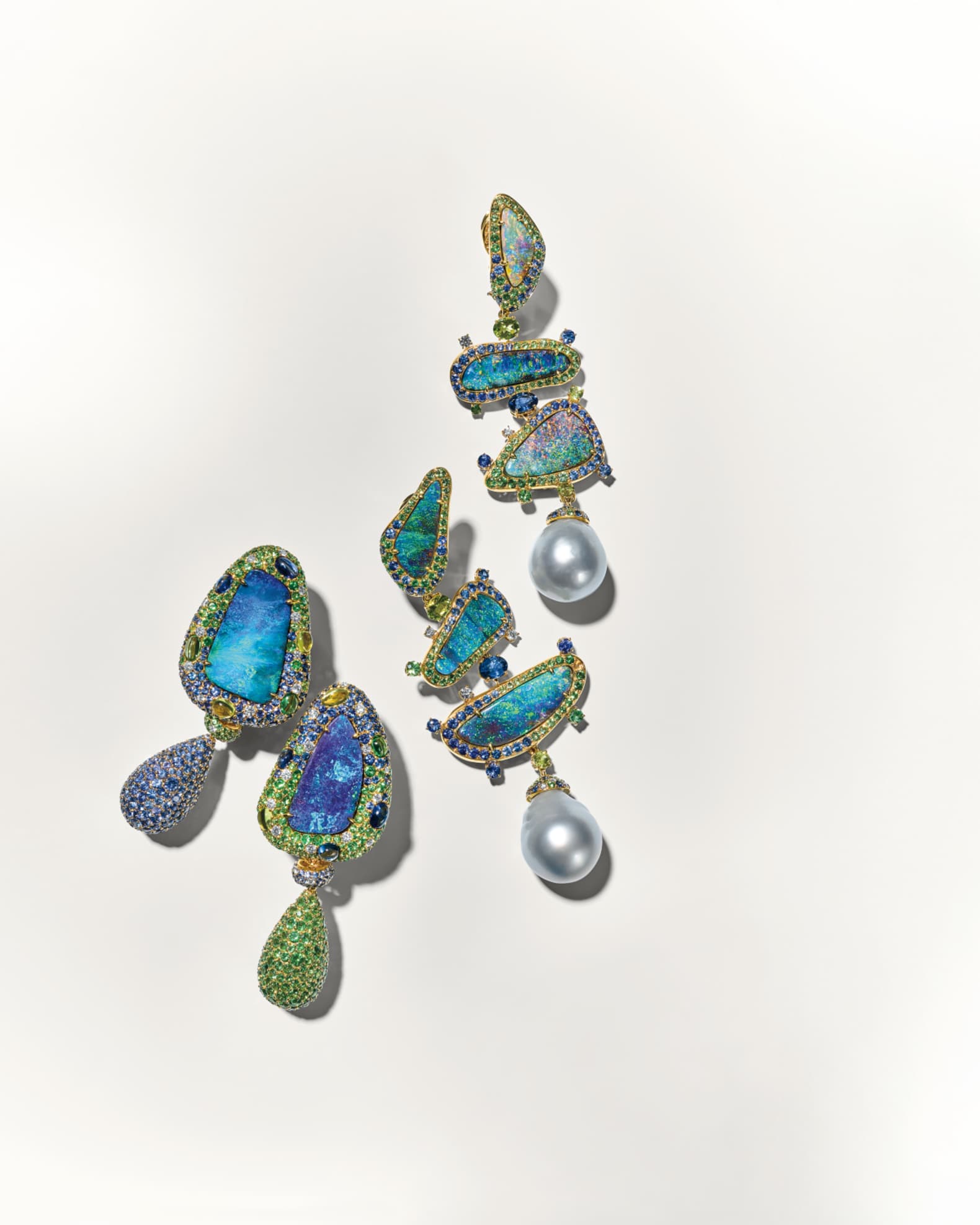 Margot McKinney Jewelry 18K Yellow Gold Boulder Opal Earrings with Blue ...