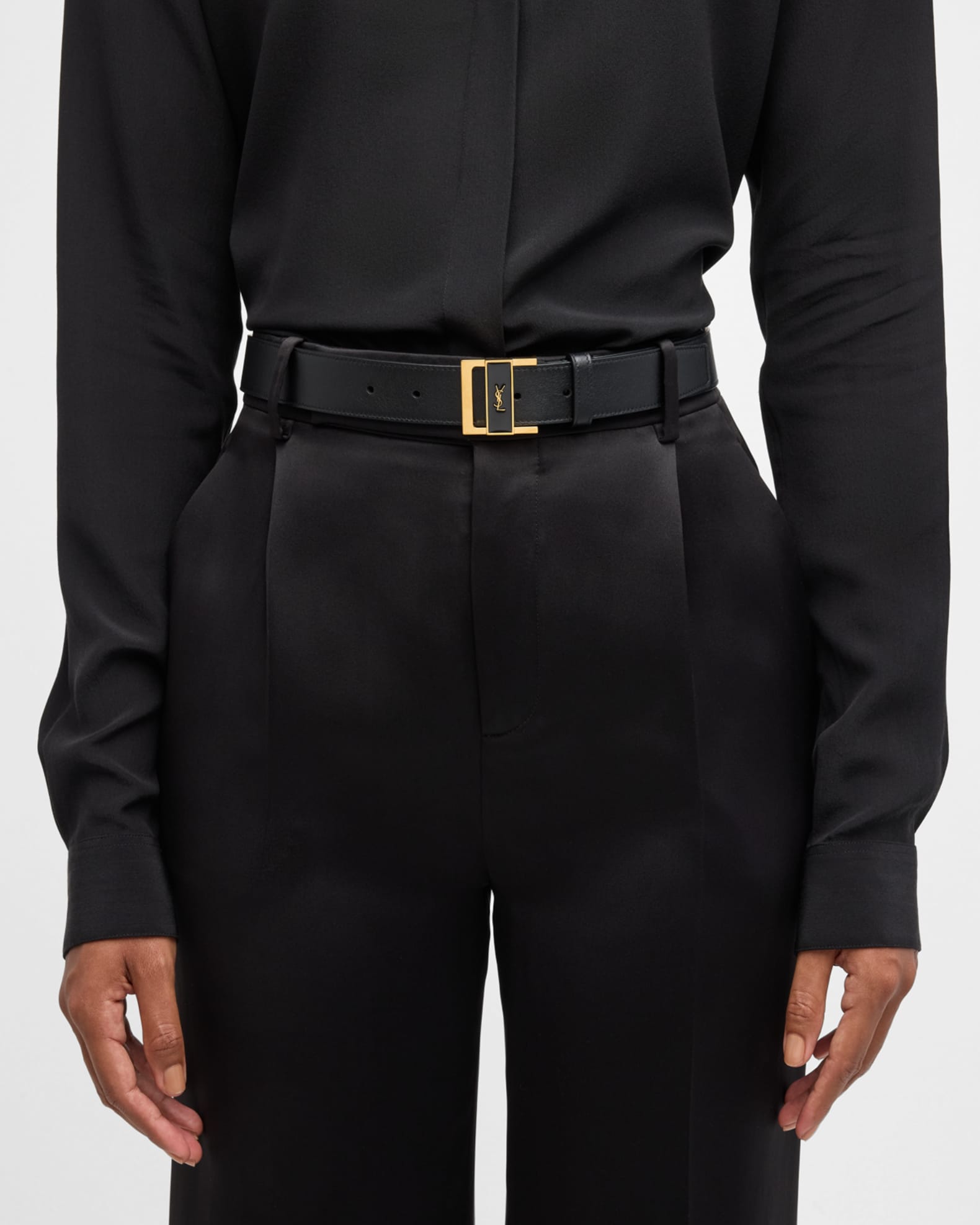 Saint Laurent Gio Smooth Leather Belt | Neiman Marcus