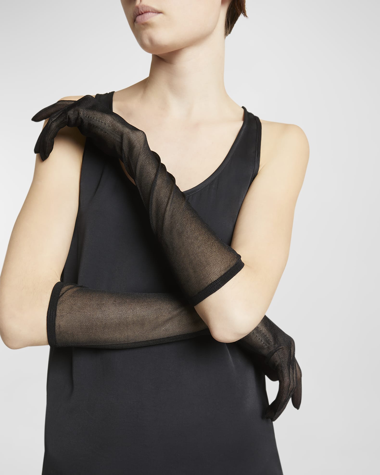 Saint Laurent Sheer Long Gloves | Neiman Marcus