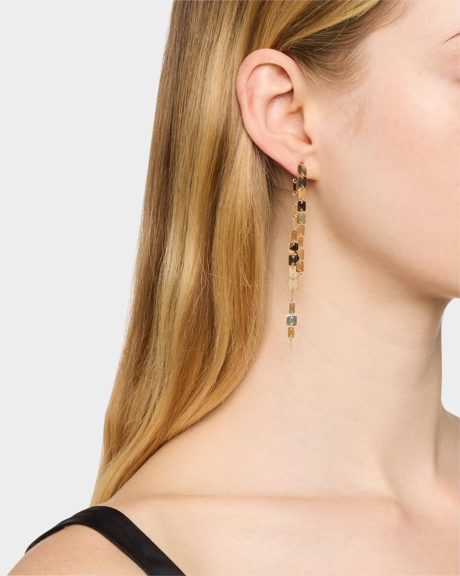 LANA 14K Yellow Gold Laser Square Chain Linear Earrings | Neiman Marcus